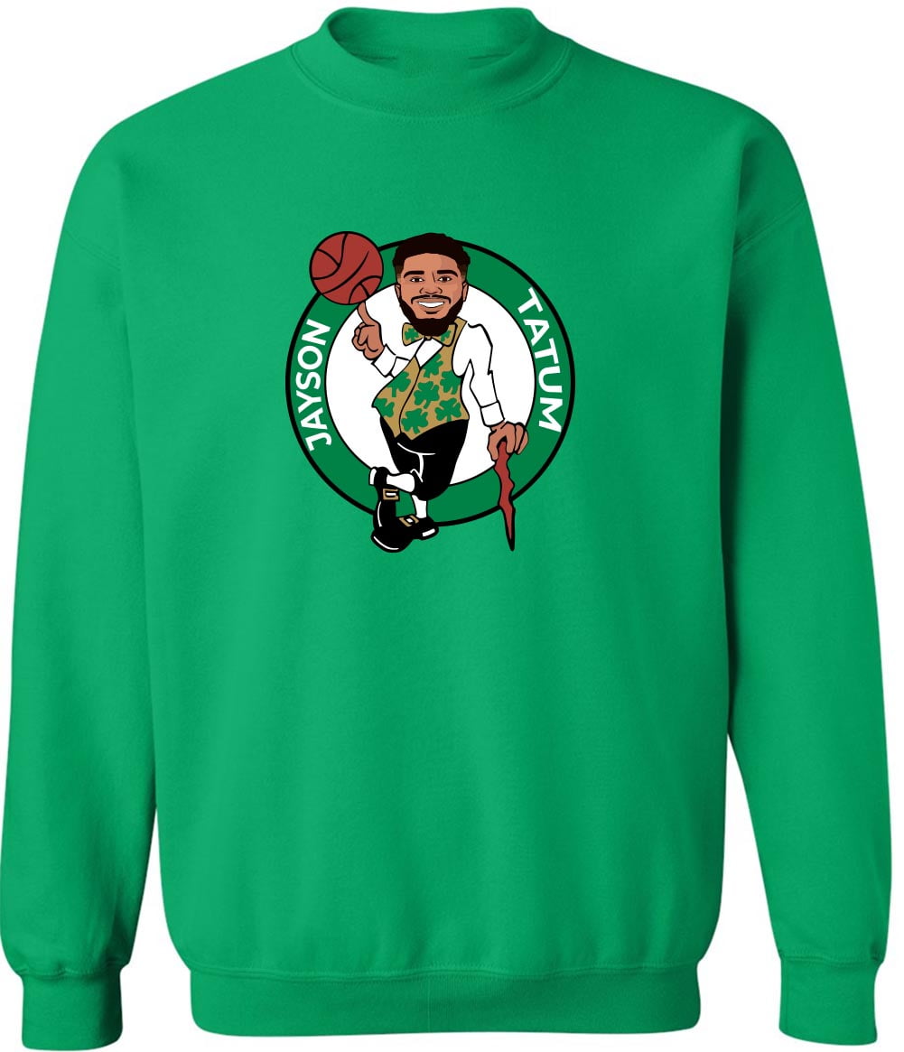 Green Jayson Tatum Celtics Cartoon Logo Crew Neck Sweatshirt - Walmart ...