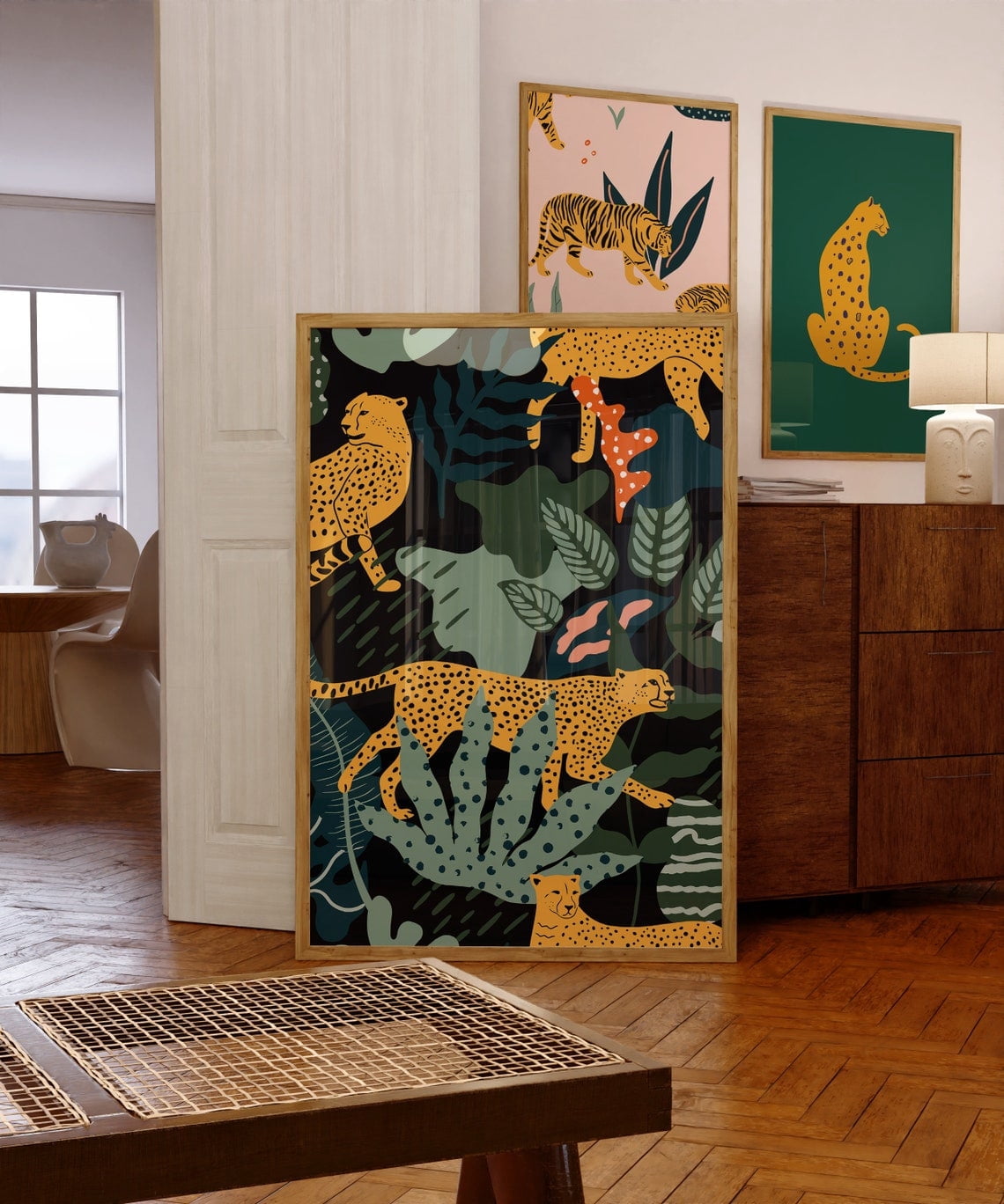 Green Jungle Big Cat Print Leo.Pard Wall Art UNFRAMED PAPER POSTER ...