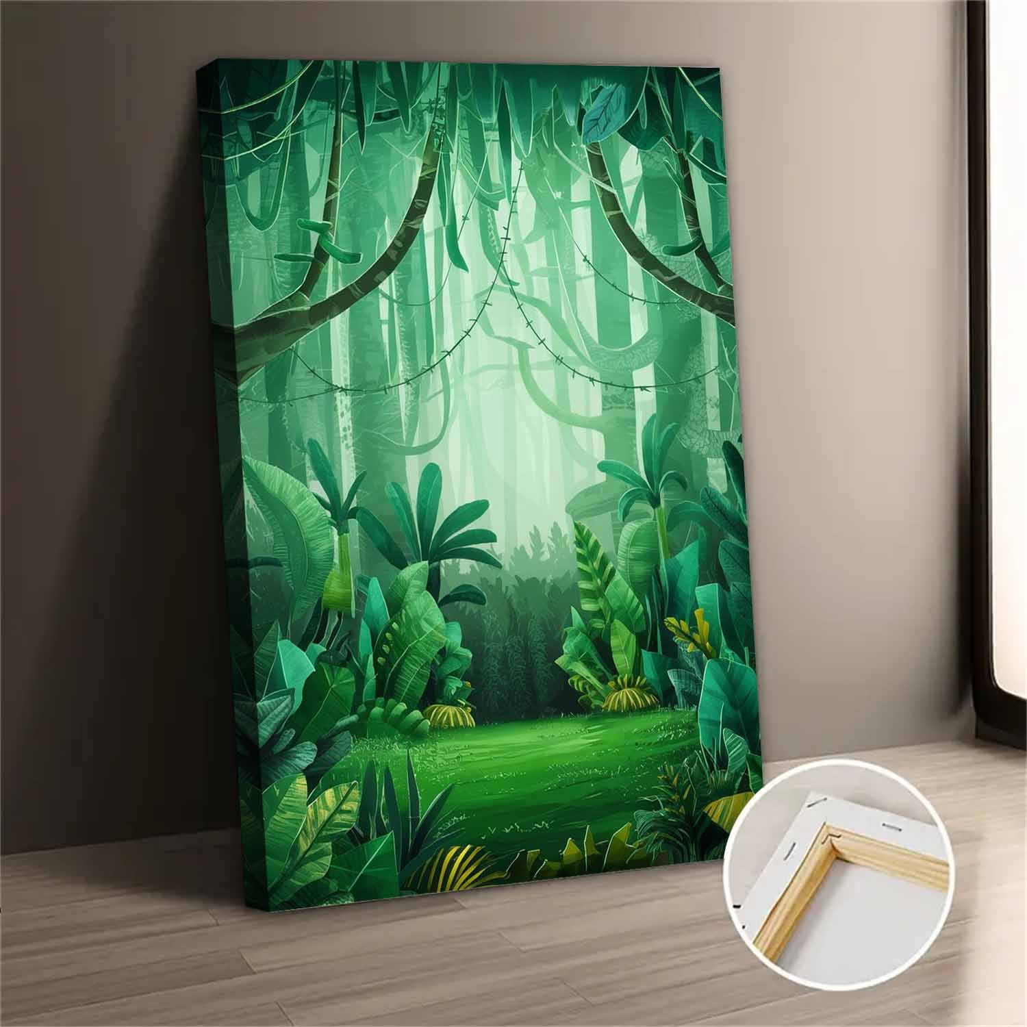 Green Jungle Canvas Wall Art Print For Bedroom Living Room Decor ...