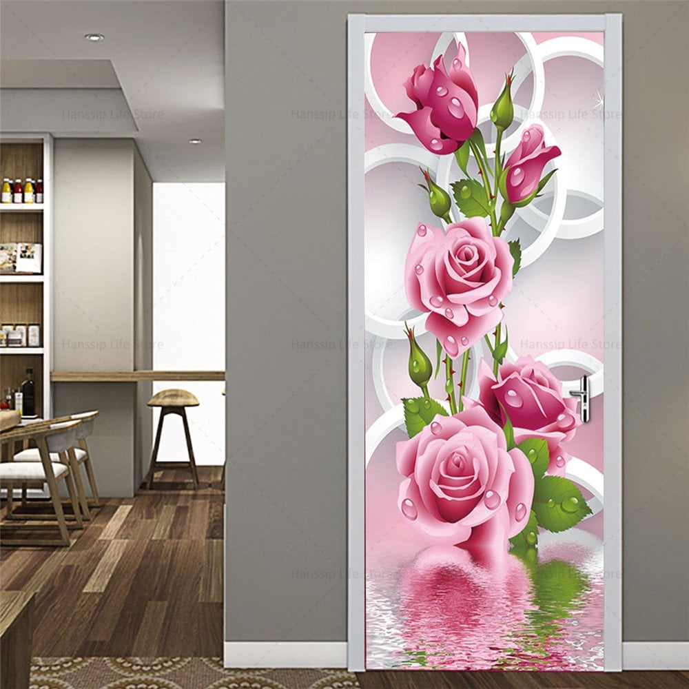 Green Jungle Door Stickers Natural Scenery Atmosphere Wall Stickers ...