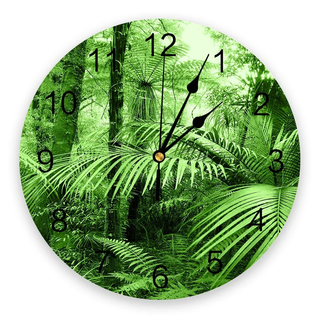 Green Jungle Forest Scenery Round Wall Clock Creative Home Decor Living ...