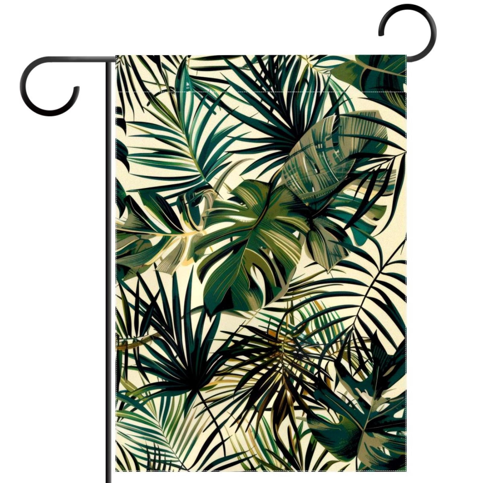 Green Jungle Pattern Welcome Garden Flags, 12 x 18 Inch Double Sided ...
