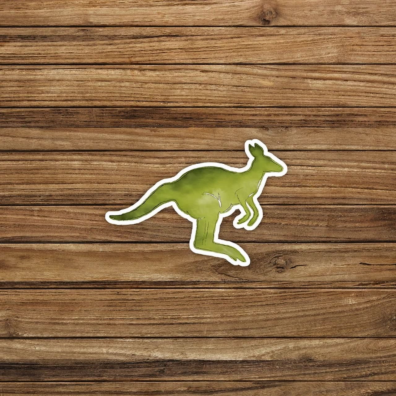 Green Kangaroo Vinyl Sticker - Aussie Animal Cartoon Decal For Laptops ...