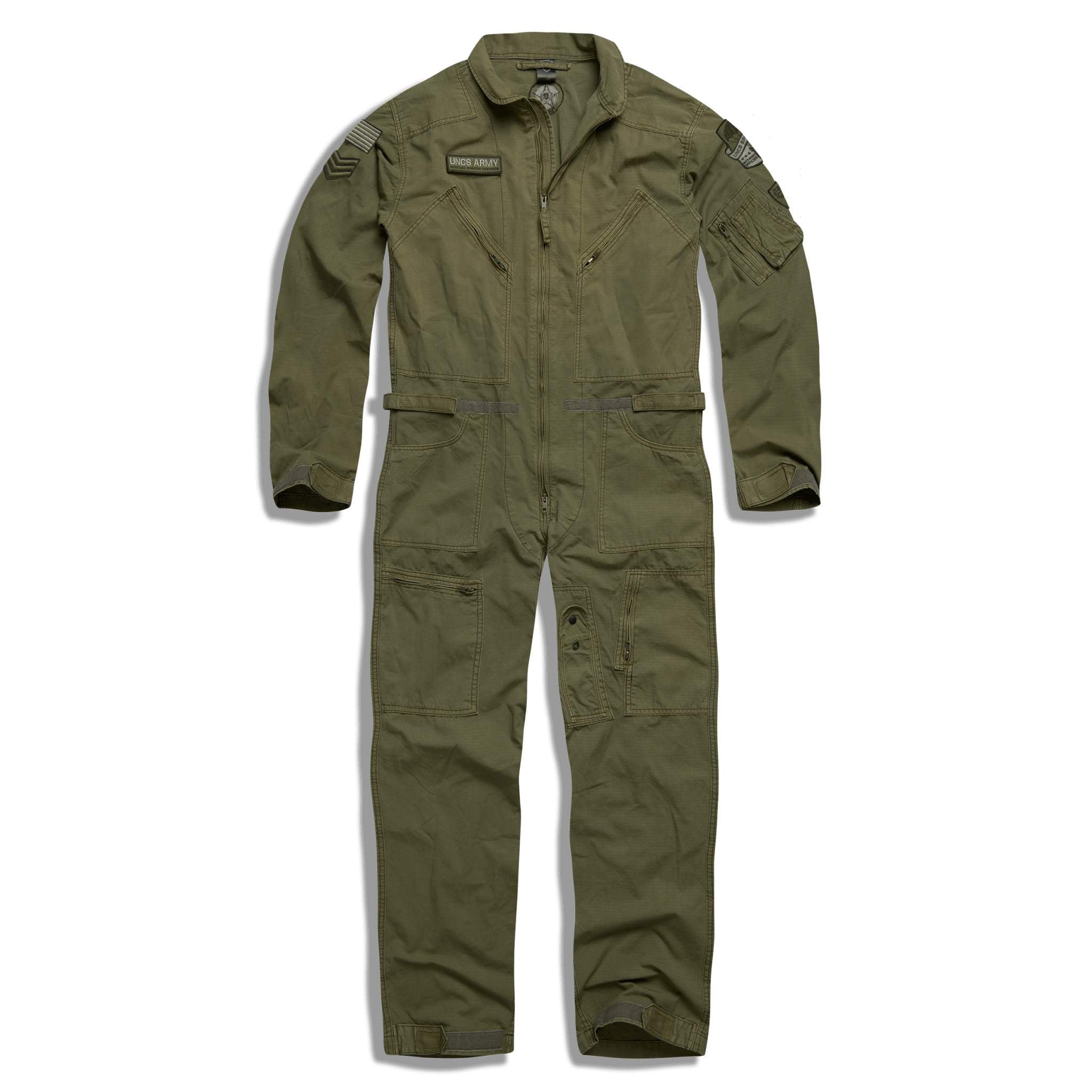 Green Khaki Front Zip Pilot Overalls: Durable Canvas Coveralls for Men ...