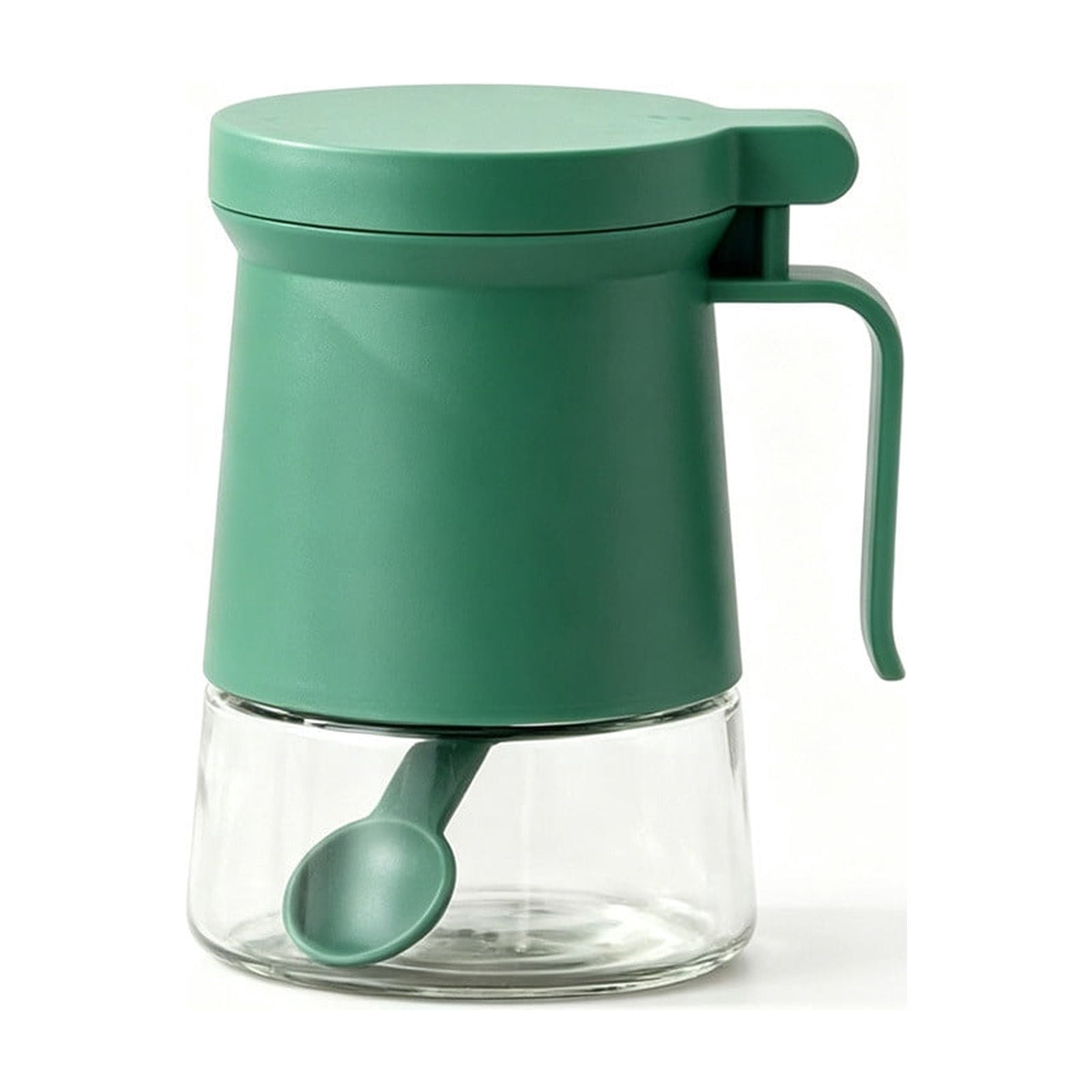 Green Kitchen Glass Spice Jars Airtight Storage Containers With Spoons ...