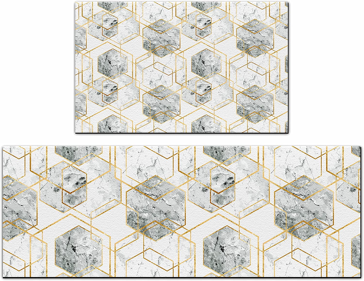 Green Kitchen Mat Set of 2 Marble Thick Kitchen Rugs Anti Fatigue Mats ...