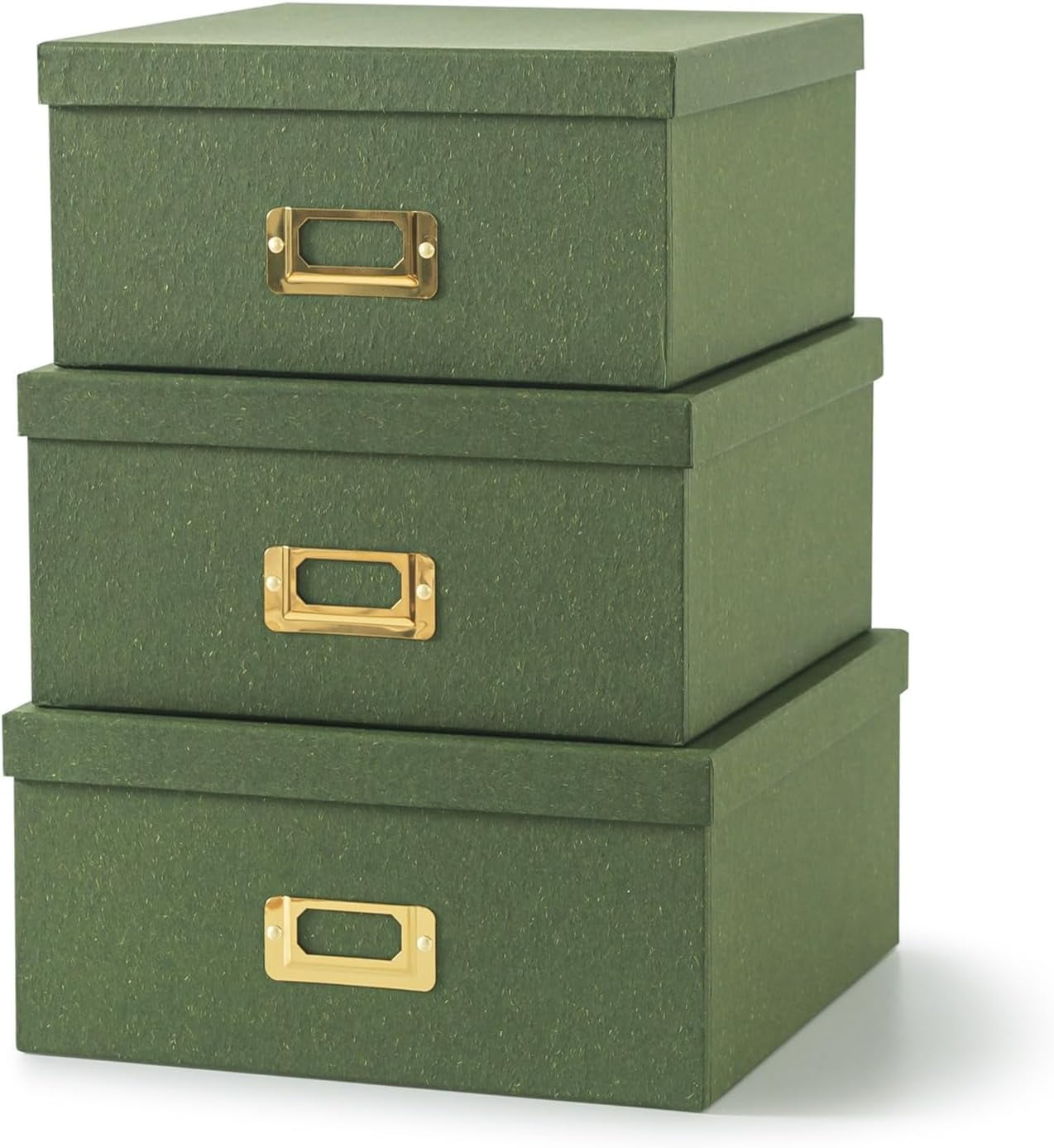 Green Kraft Paper Boxes for Storage - Set of 3 Square Stacking Boxes ...