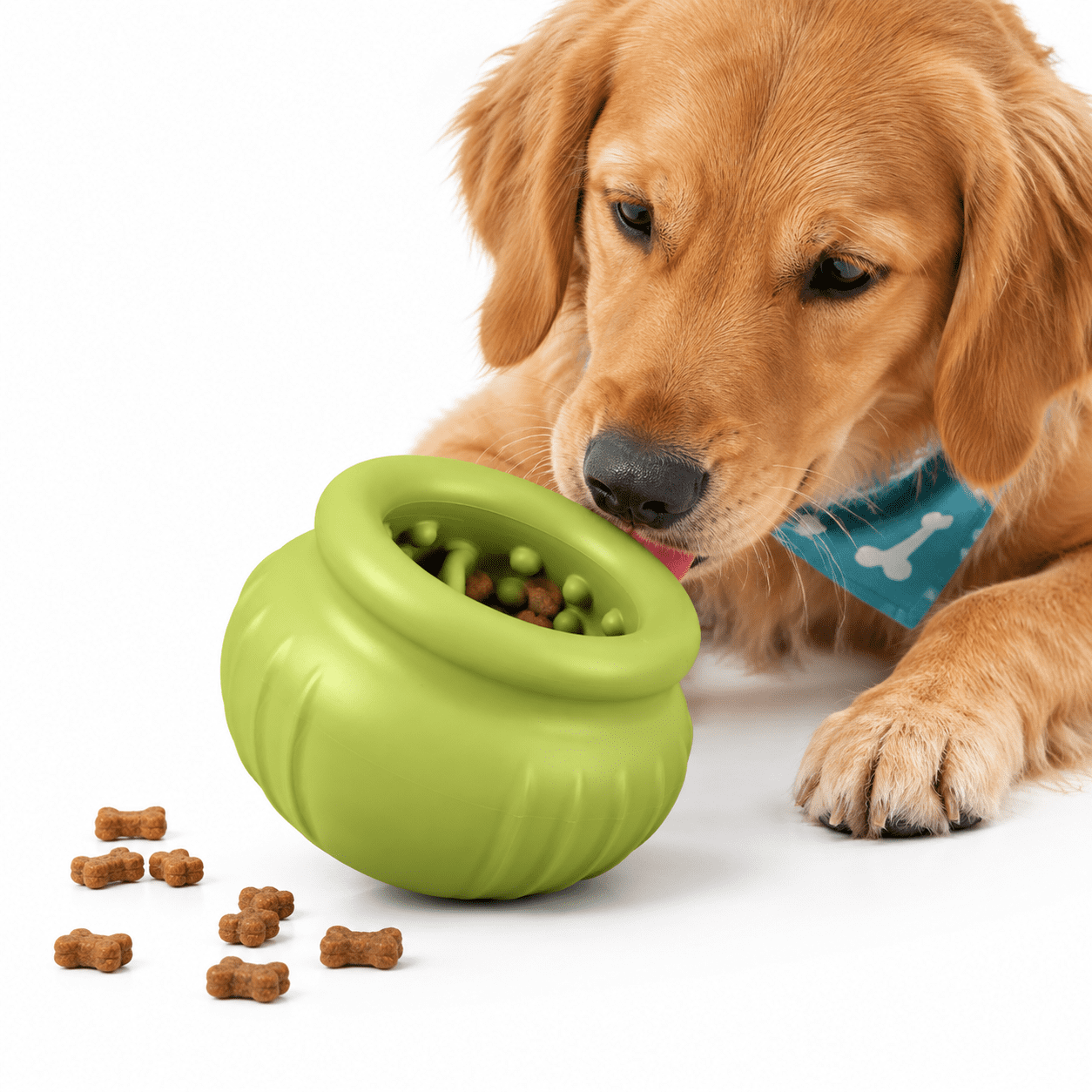Green L Size Wobbly Dog Enrichment Lick Stuffable Frozen Interactive ...