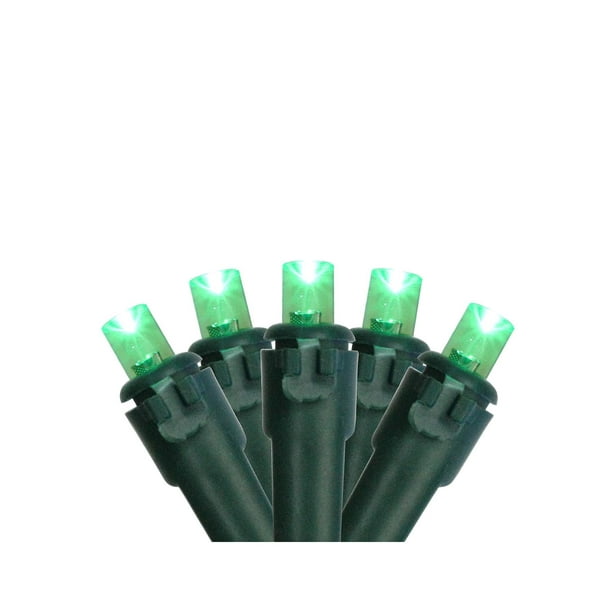 Green LED Wide Angle Christmas Lights - Green Wire - Walmart.com