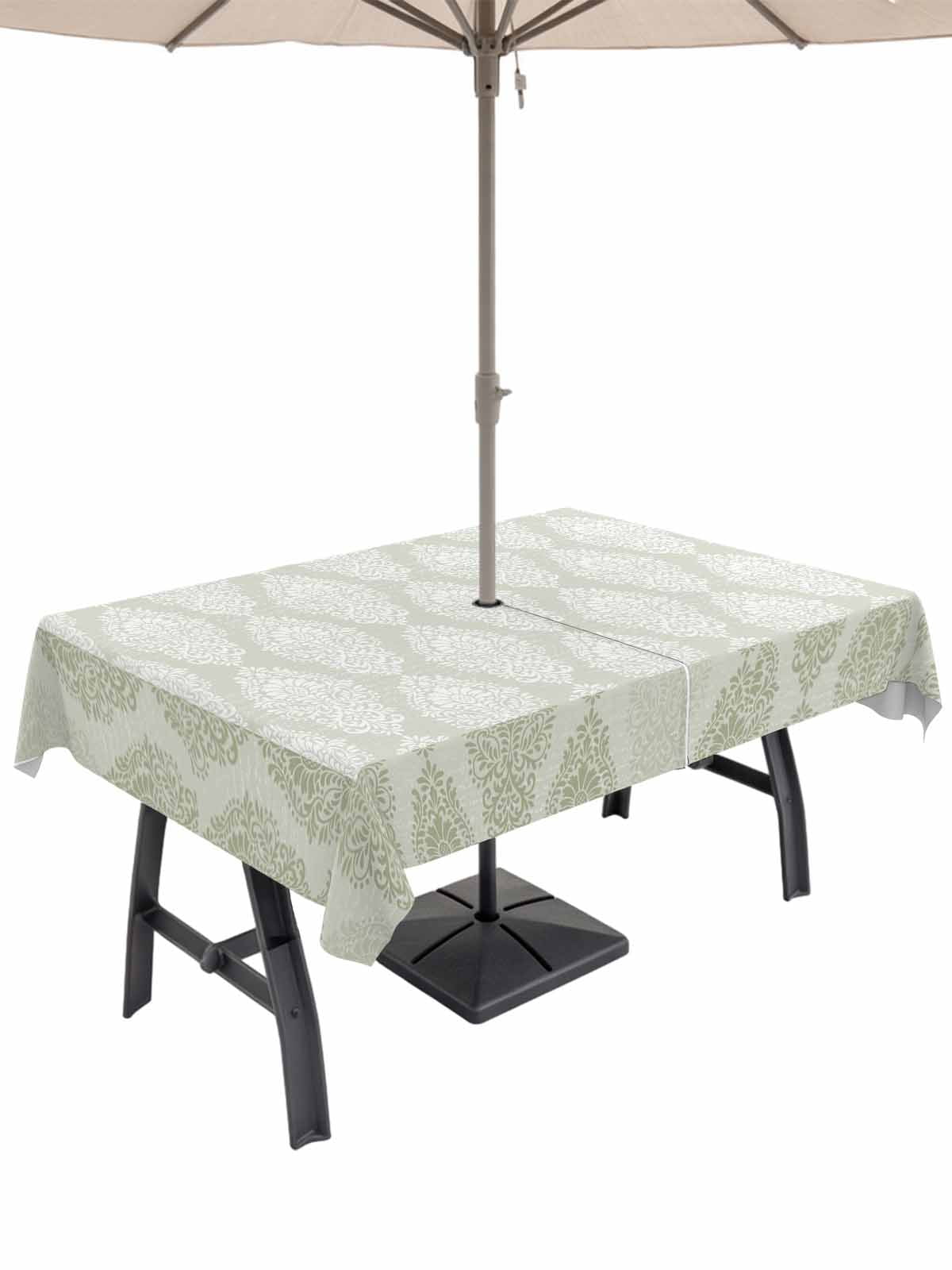 Green Lace Rectangle Outdoor Tablecloth with Umbrella Hole Vintage ...
