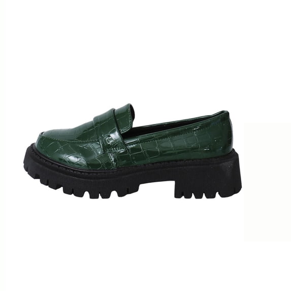 Green Ladies Round Toe Comfortable Leather Low Heel Ankle Boots Casual ...