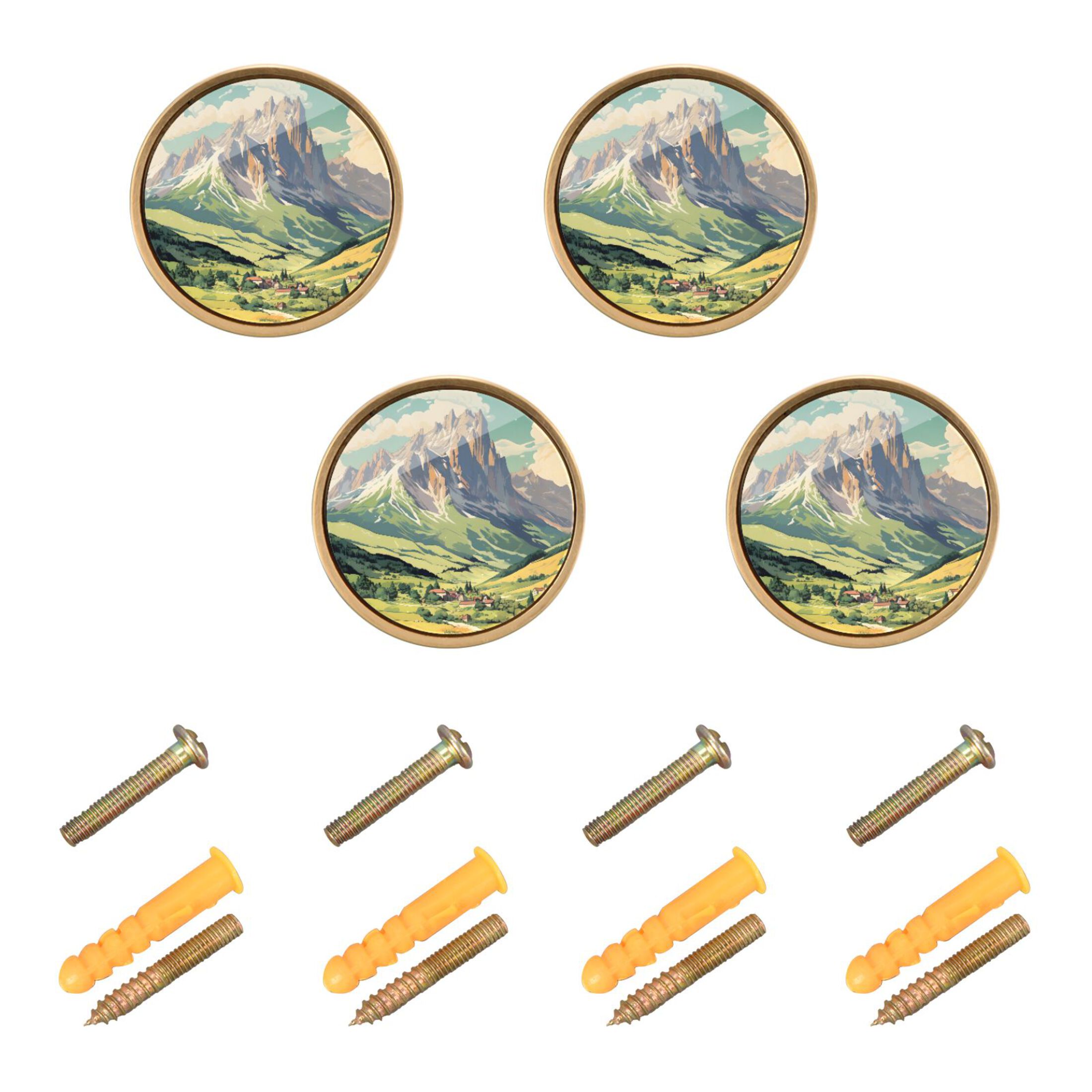 Green Landscape Cabinet Knobs Kitchen Drawers Knobs Door Round Pulls ...