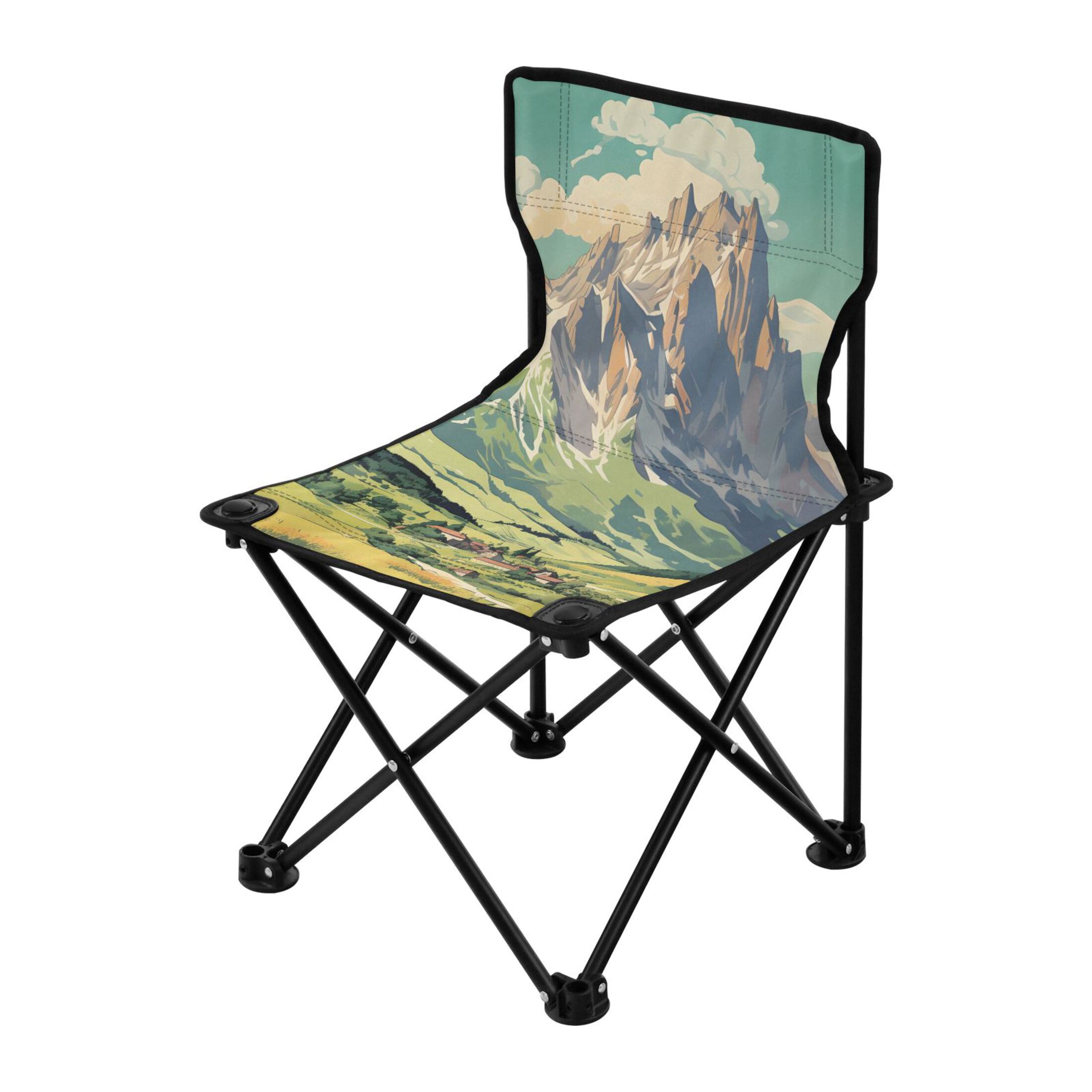 Green Landscape Portable Camping Chair Small for Kids Outdoor Folding ...