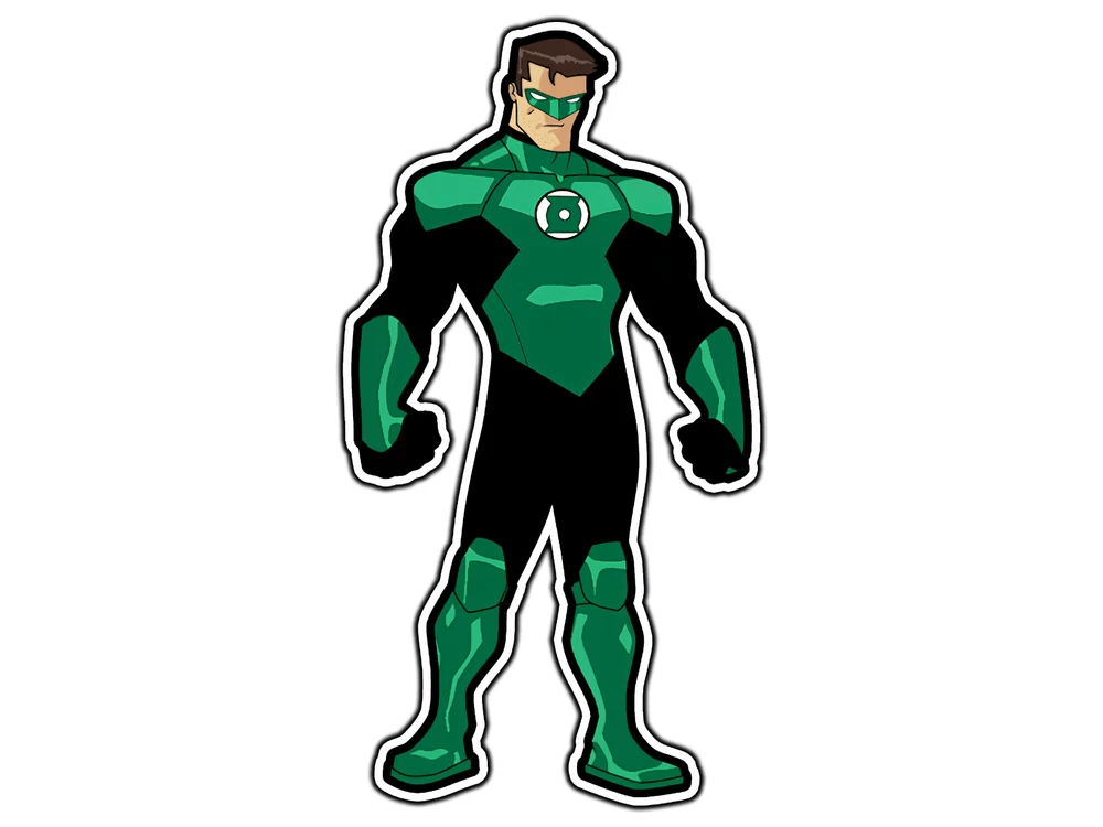 Green Lantern Animated Style Sticker Cartoon Sticker, Phone Decal Water ...