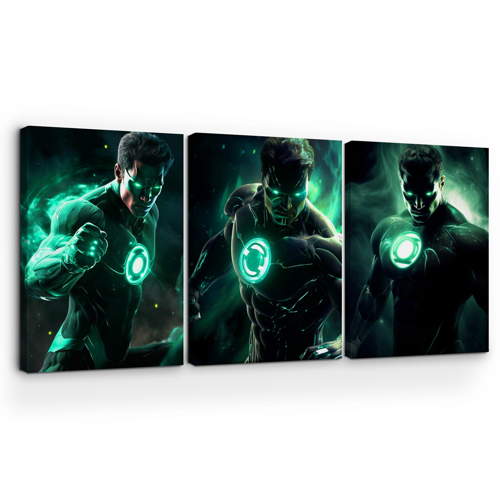 Green Lantern Canvas Wall Art by DreamController Set of 3 - 16x24 ...