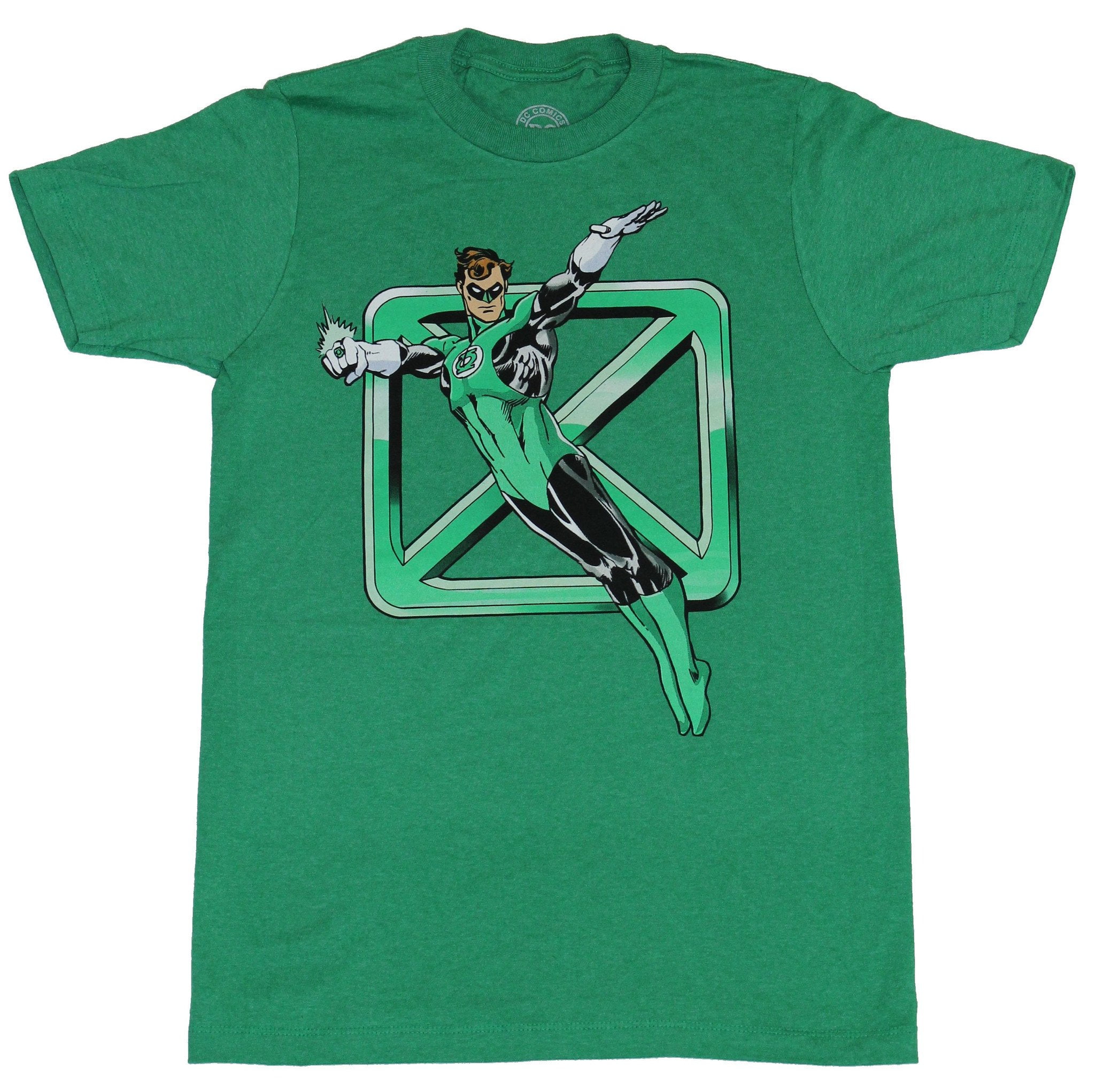 Green Lantern (DC Comics) Mens T-Shirt - Hal Jordan Jumping Over Logo ...