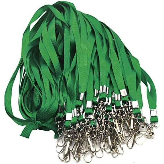 Green Lanyards 100 Pcs Lanyard for Id Badges Flat Lanyard with Badge ...
