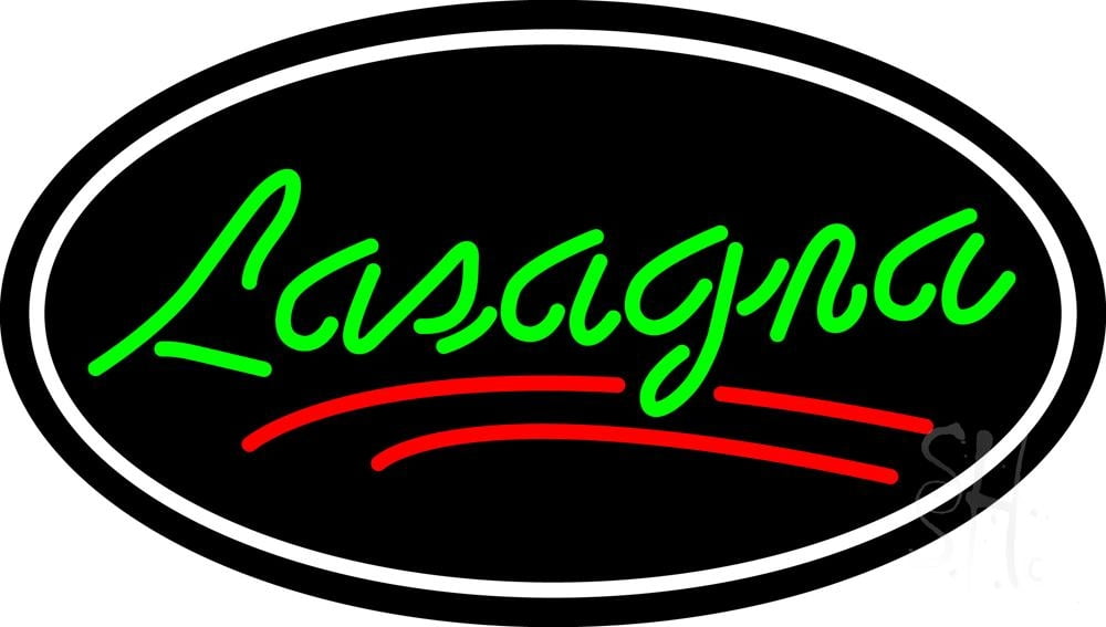 Green Lasagna Oval LED Neon Sign 13 x 24 - inches, Clear Edge Cut ...