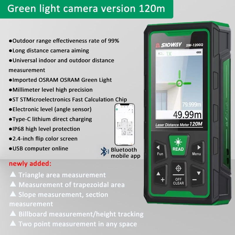 Green Laser Distance Meter 80/120/150M Waterproof Camera Rangefinder ...