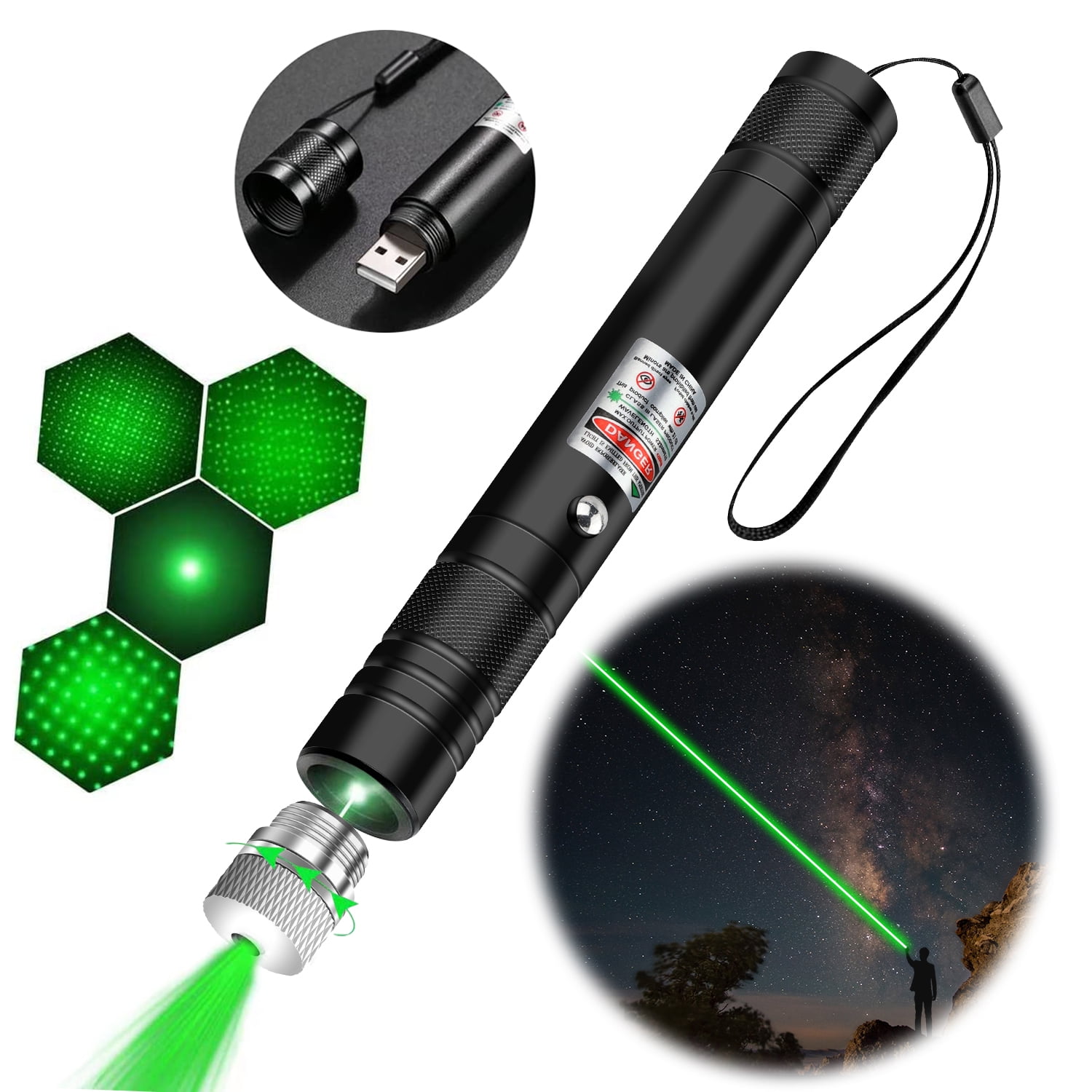 Stfuusou Green Laser Pointer, Rechargeable High Power, Long Distance ...