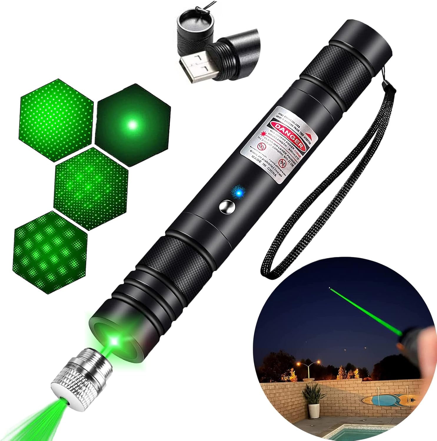 Green Laser Pointer Long-Range Laser Pointer High Power-Rechargeable Laser Pointer for Hiking ...