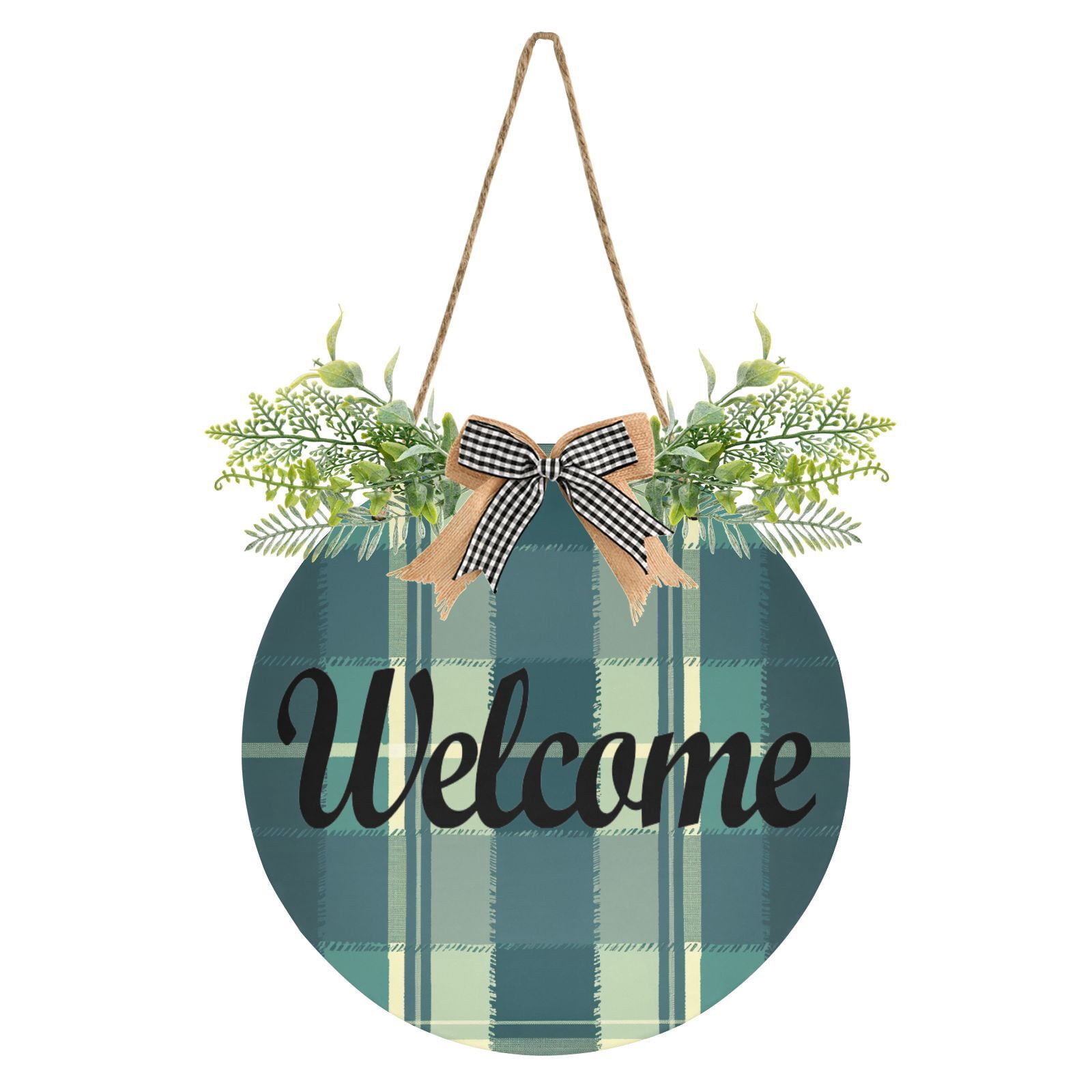 Green Lattice Welcome Sign for Front Door Wreath Door Sign for ...