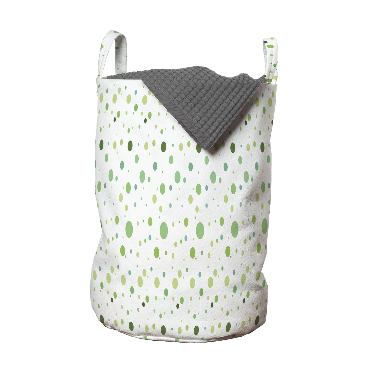 Green Laundry Bag, Polka Dots Rounds on Green Blue Tones Geometric ...