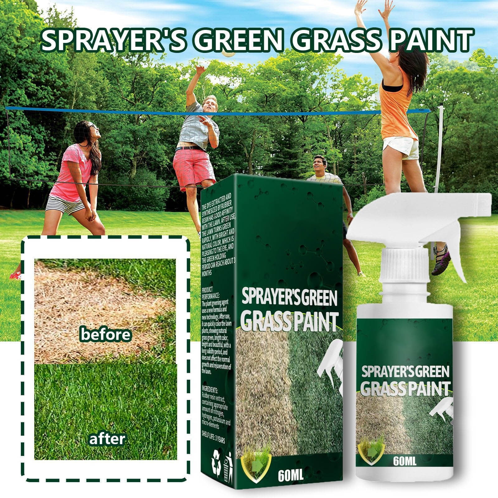 Green Lawn Grass Coloring Spray | Long-Lasting Natural Stain | Eco ...