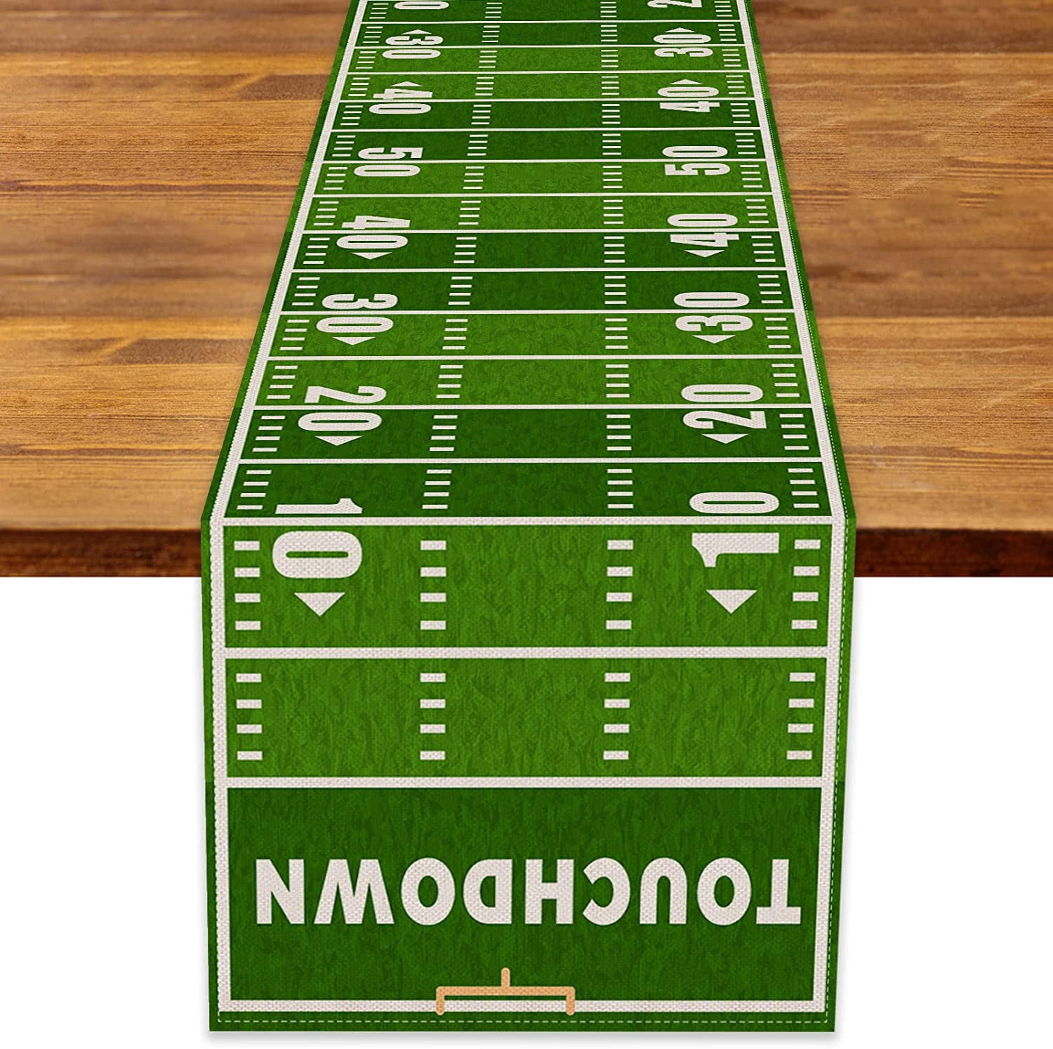 Green Lawn Linen American Football Field Pattern Table Runner Game Day ...