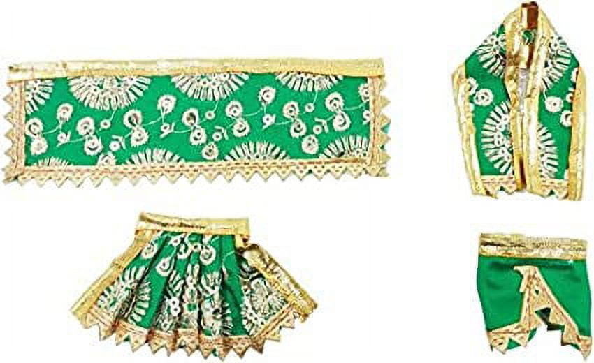 Green Laxmi Ganesh Dress poshak vastra Cloth Lehenga Chunari Dhoti Puja ...