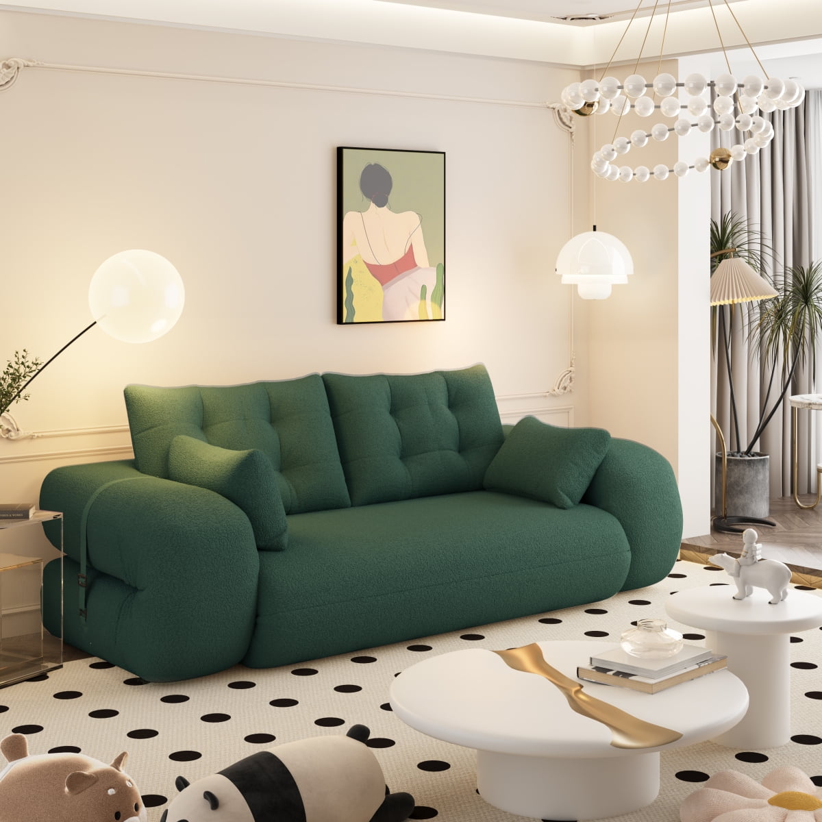 Green Lazy Sofa Couch,78.7" Multi-Functional Foldable Sofa Bed,3-in-1 ...