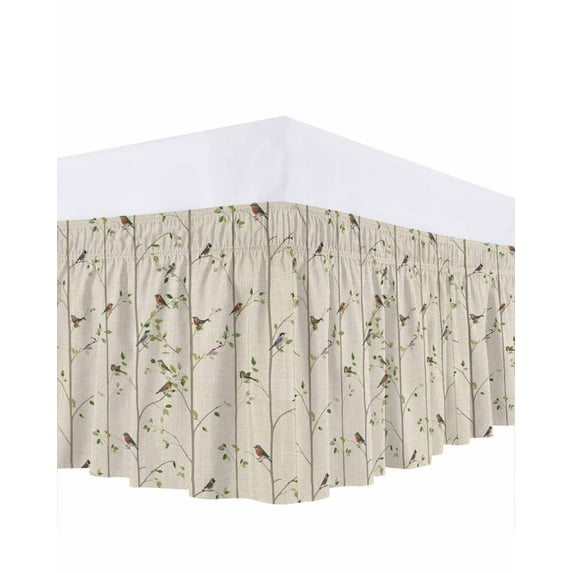 Green Leaf Bed Skirt King Size 18 Inch Drop, Spring Green Leaf Branches ...