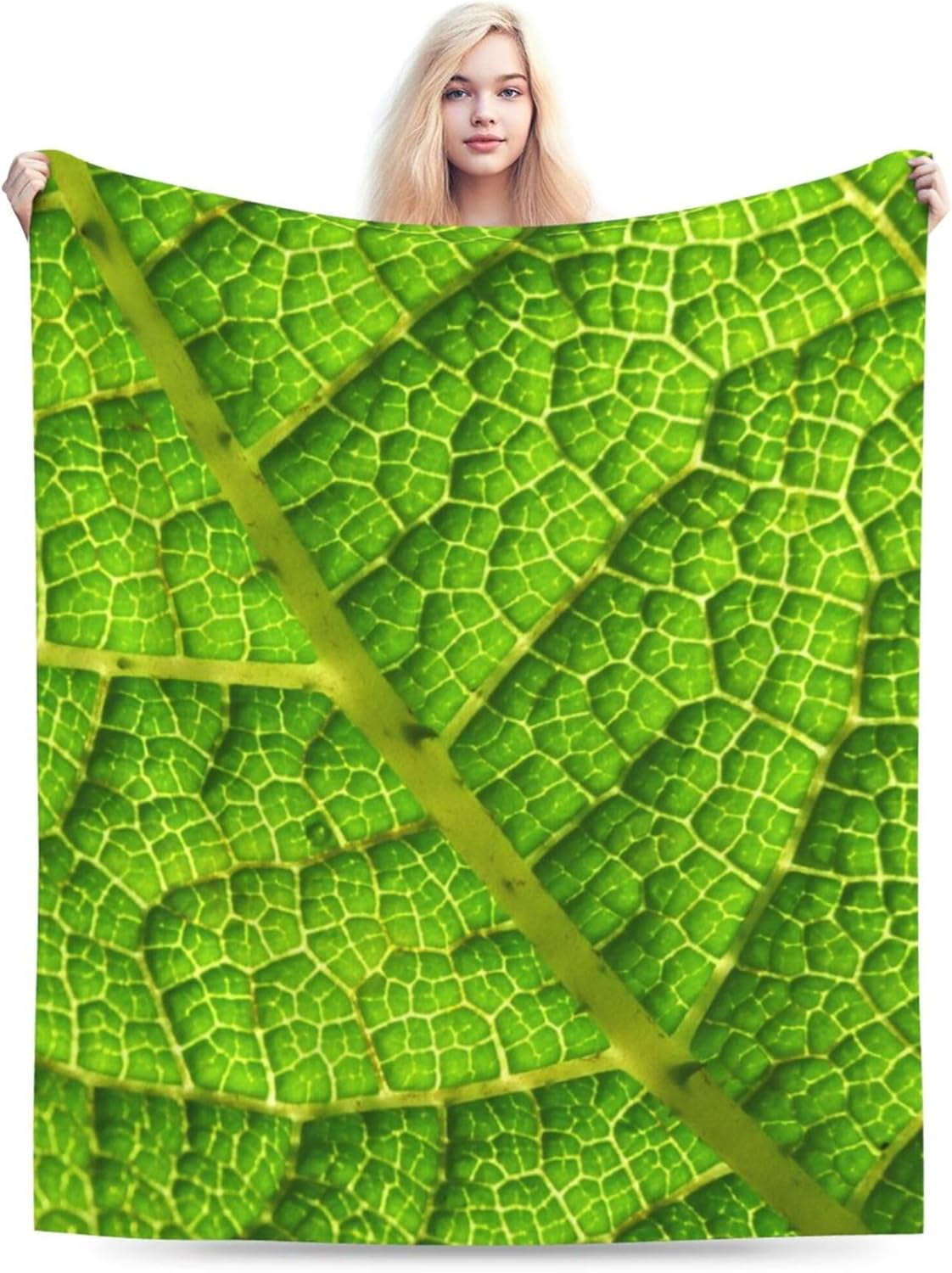 Green Leaf Blanket Flannel Plant Throw Blankets Soft Plush Giant Leaf ...