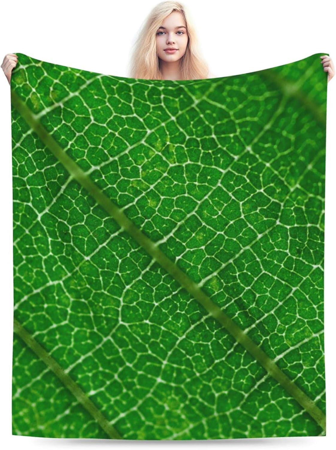 Green Leaf Blanket Flannel Plant Throw Blankets Soft Plush Giant Leaf ...