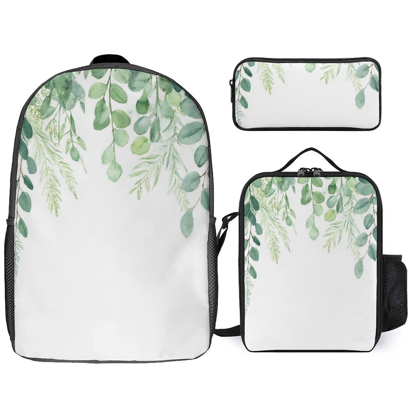 Green Leaf Border Design 1 3D Printed 3pcs/Set Bags Laptop Daypack ...
