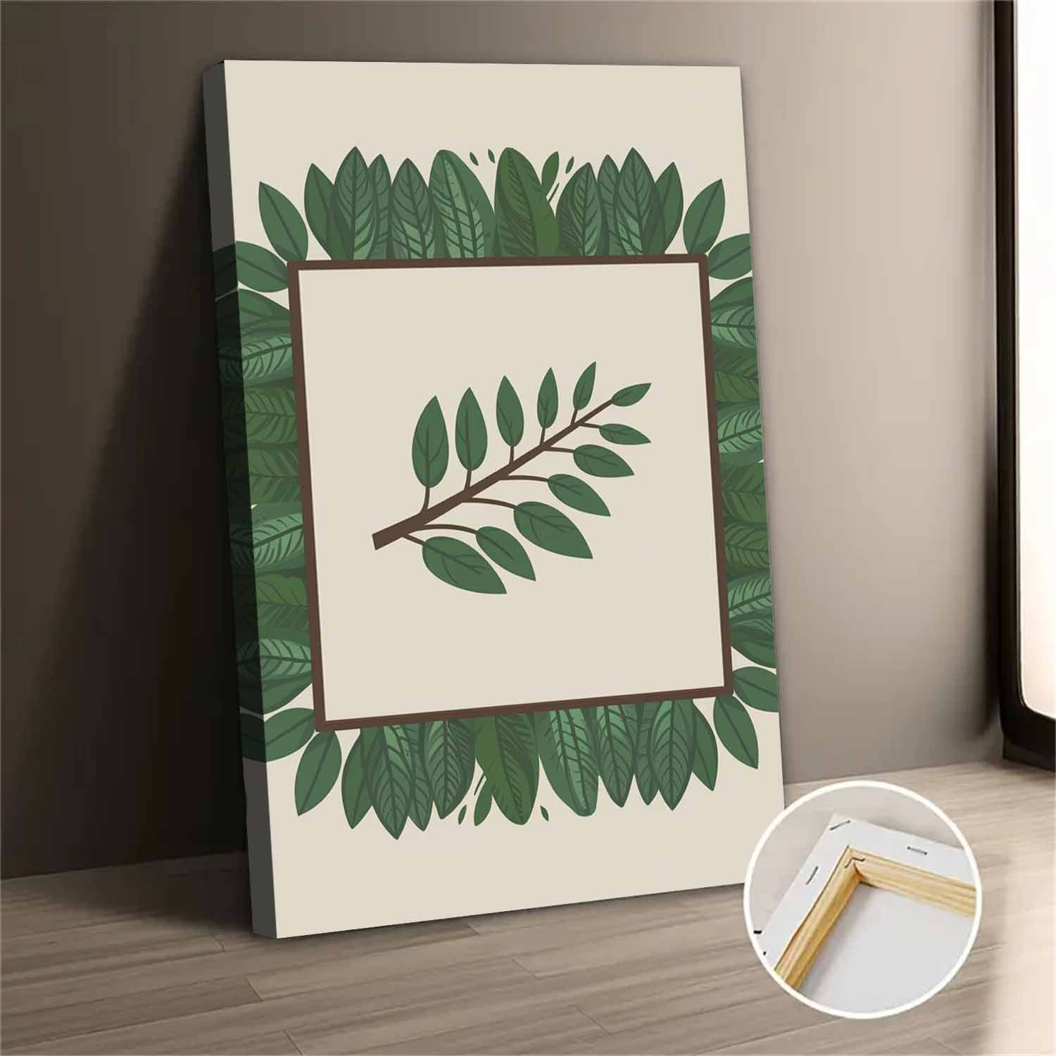 Green Leaf Branch Aesthetic Wall Art Canvas Print For Bedroom - Walmart.com
