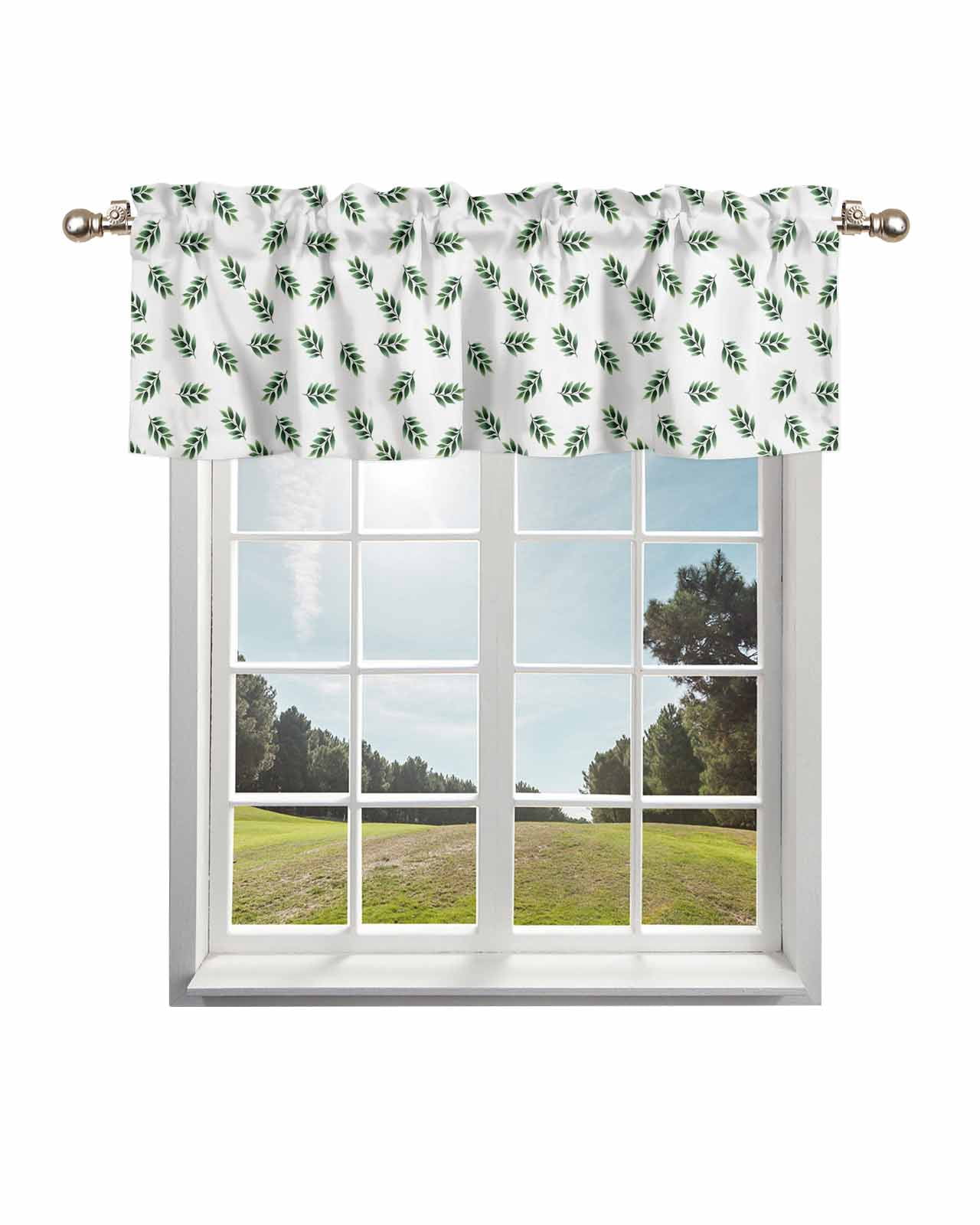 Green Leaf Curtain Valance for Windows/Living Room/Kitchen/Bathroom ...