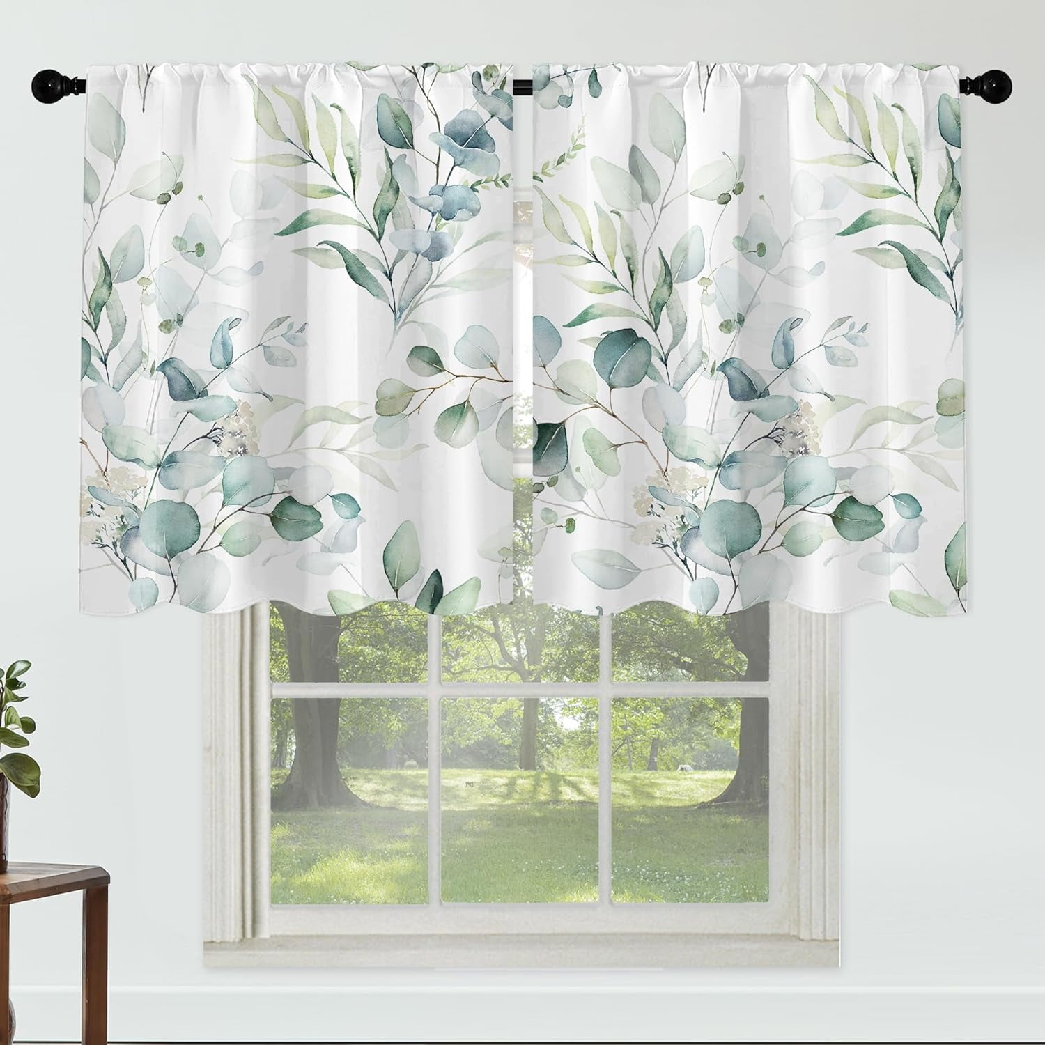 Green Leaf Curtains 27 Inches Wide 24 Inches Length 2 Panels Elegant ...