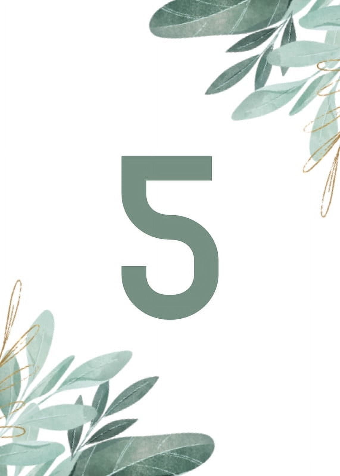 Green Leaf Design Table Number Cards Double Sided Party Table Numbers ...