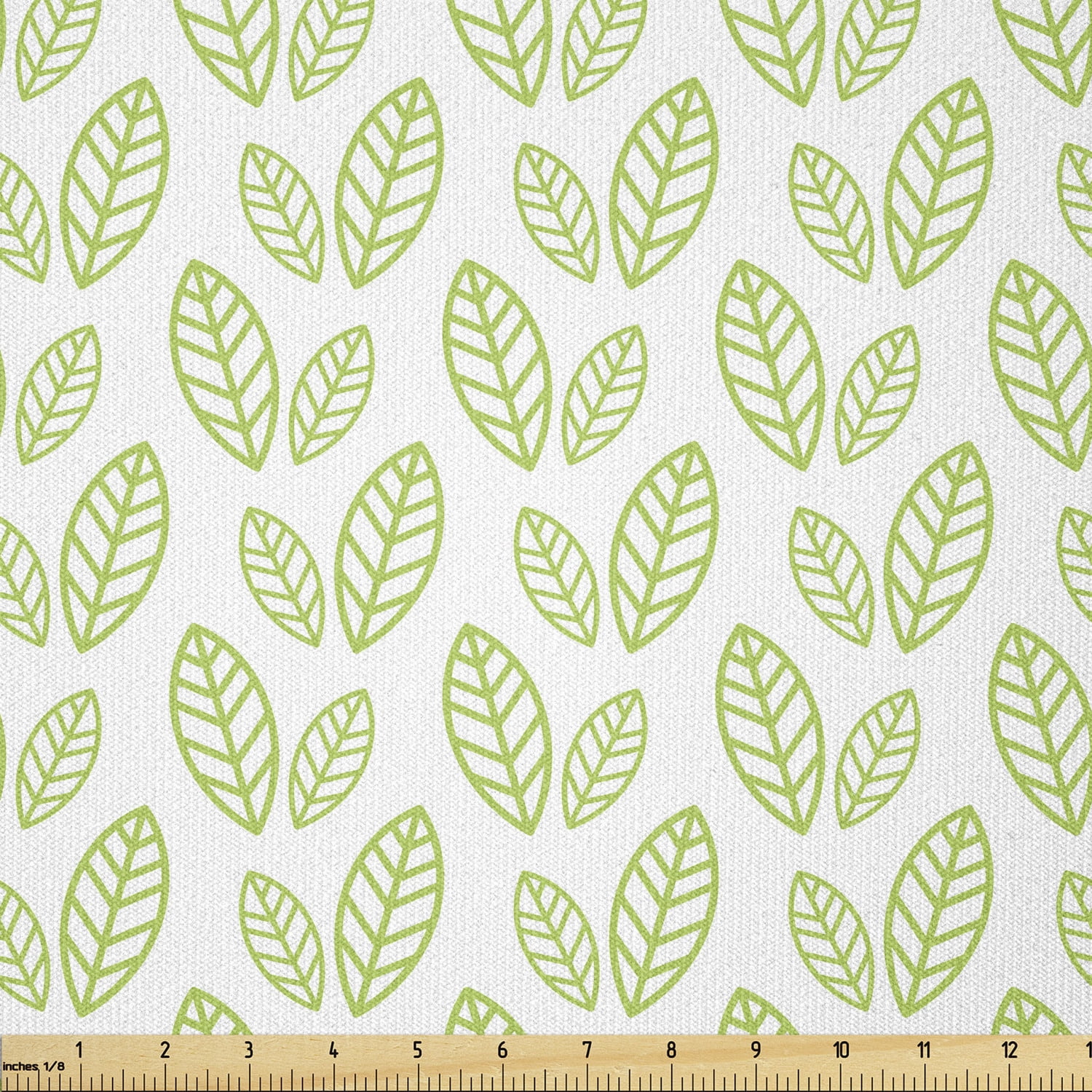 Green Leaf Fabric by The Yard, Simple Organic Pattern with Abstract ...