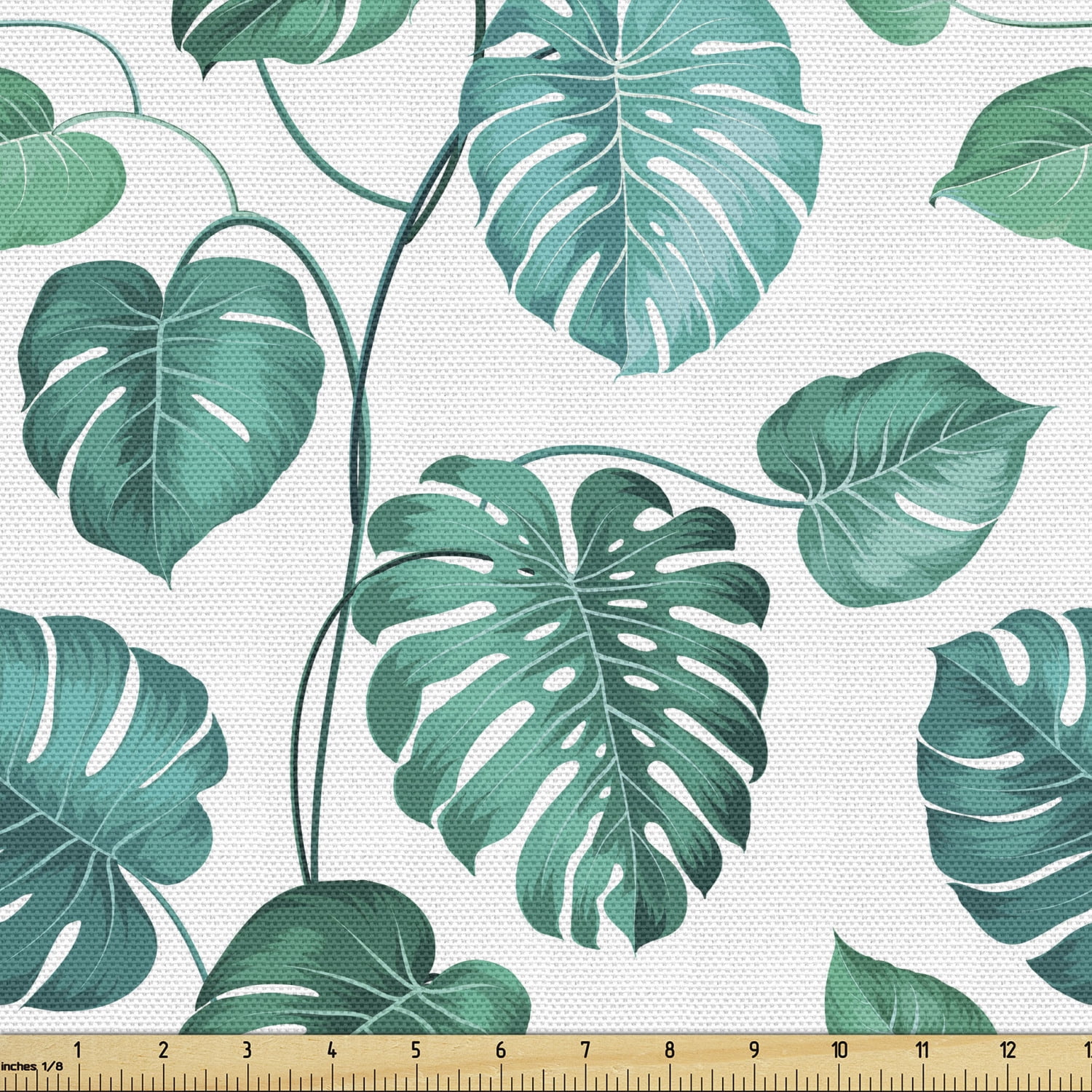 Ambesonne Green Leaf Fabric by the Yard Upholstery, Rainforest Jungle ...