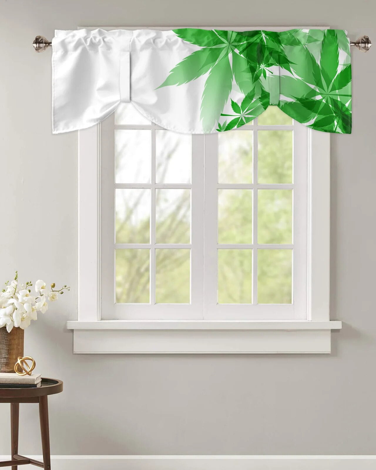 Green Leaf Gradient Kitchen Curtains Balcony Adjustable Roman Blinds ...