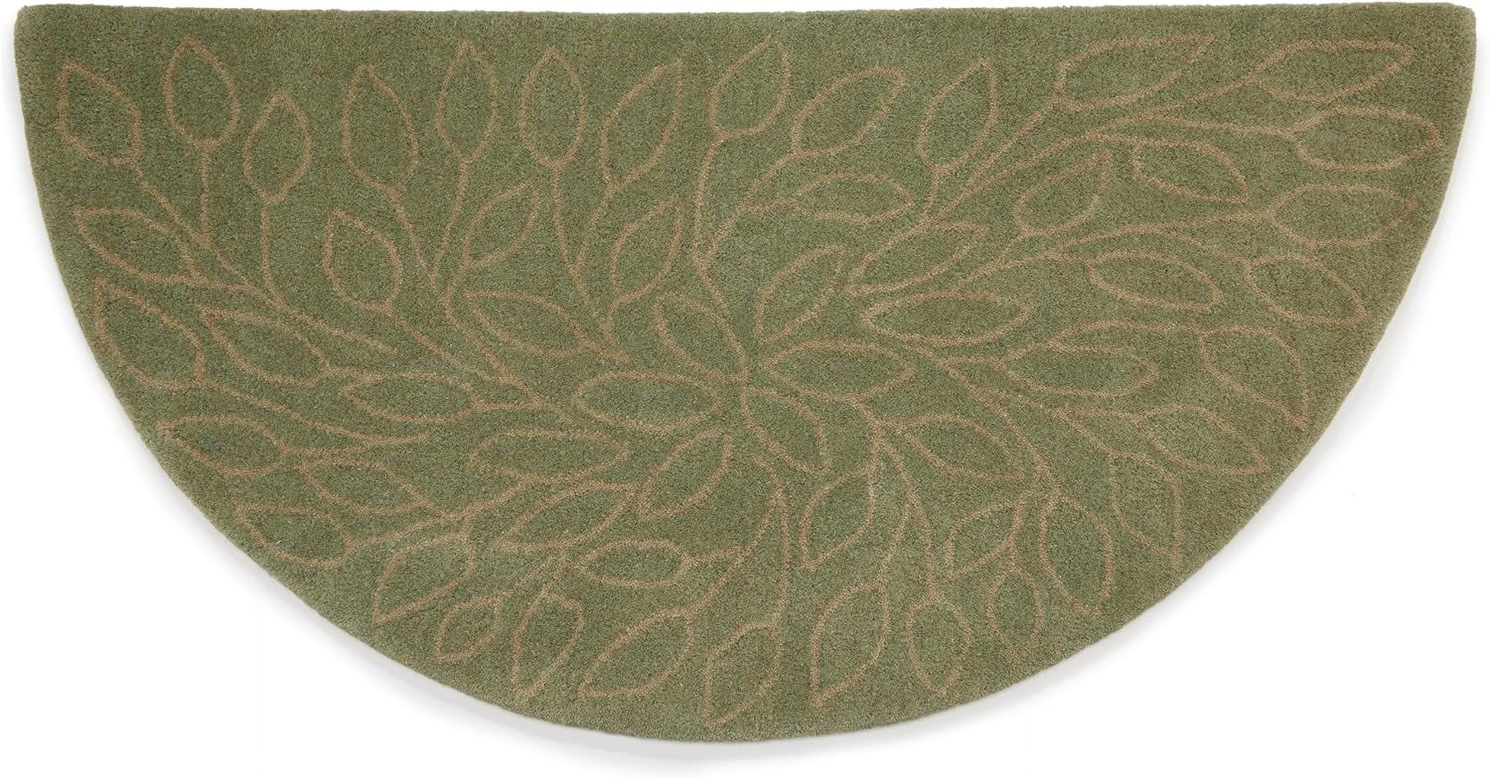 Green Leaf Hand Tufted 100% Wool Hearth Rug - Walmart.com