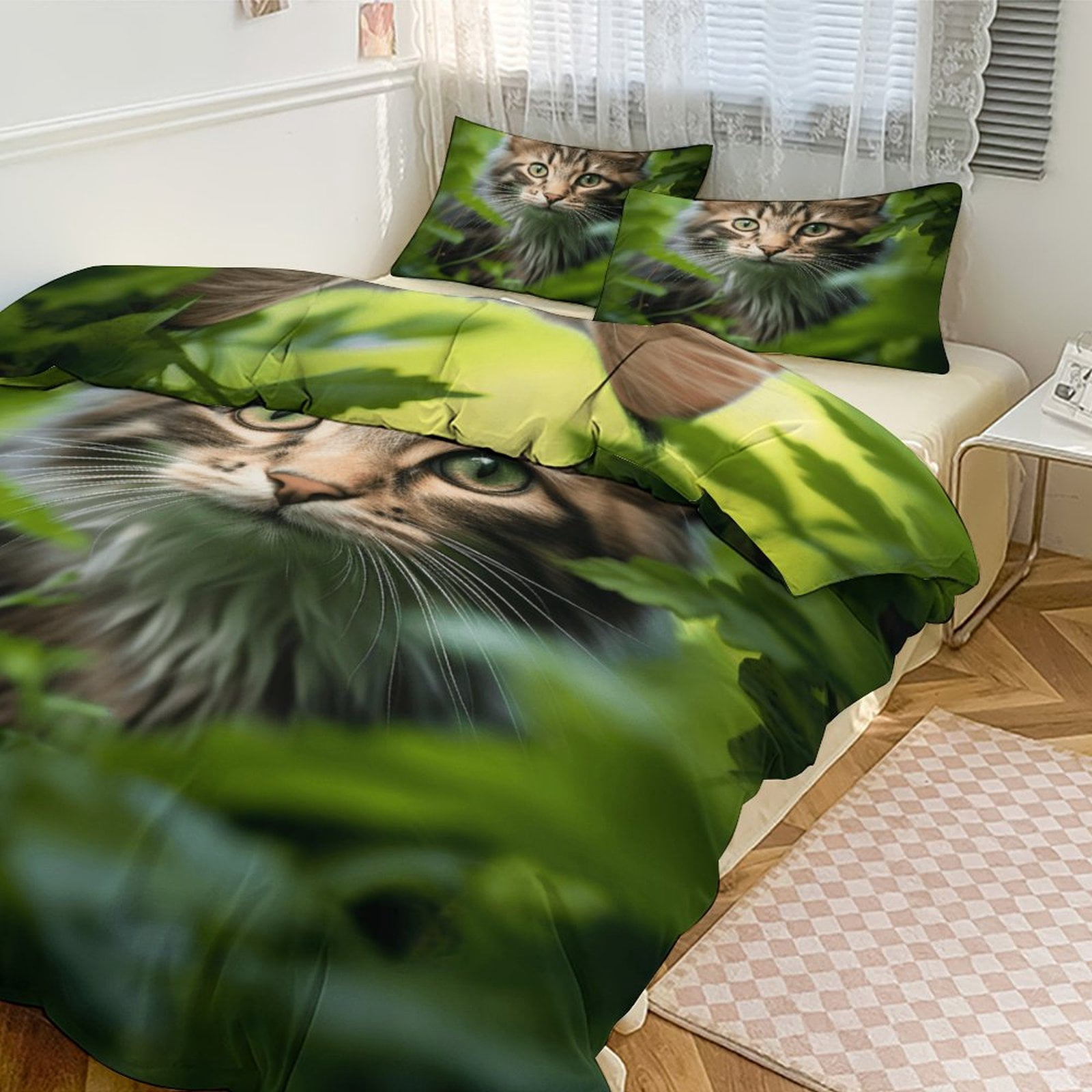 Green Leaf Jungle Animals 3D Duvet Cover Set Quilt Cover Theme of Kid ...