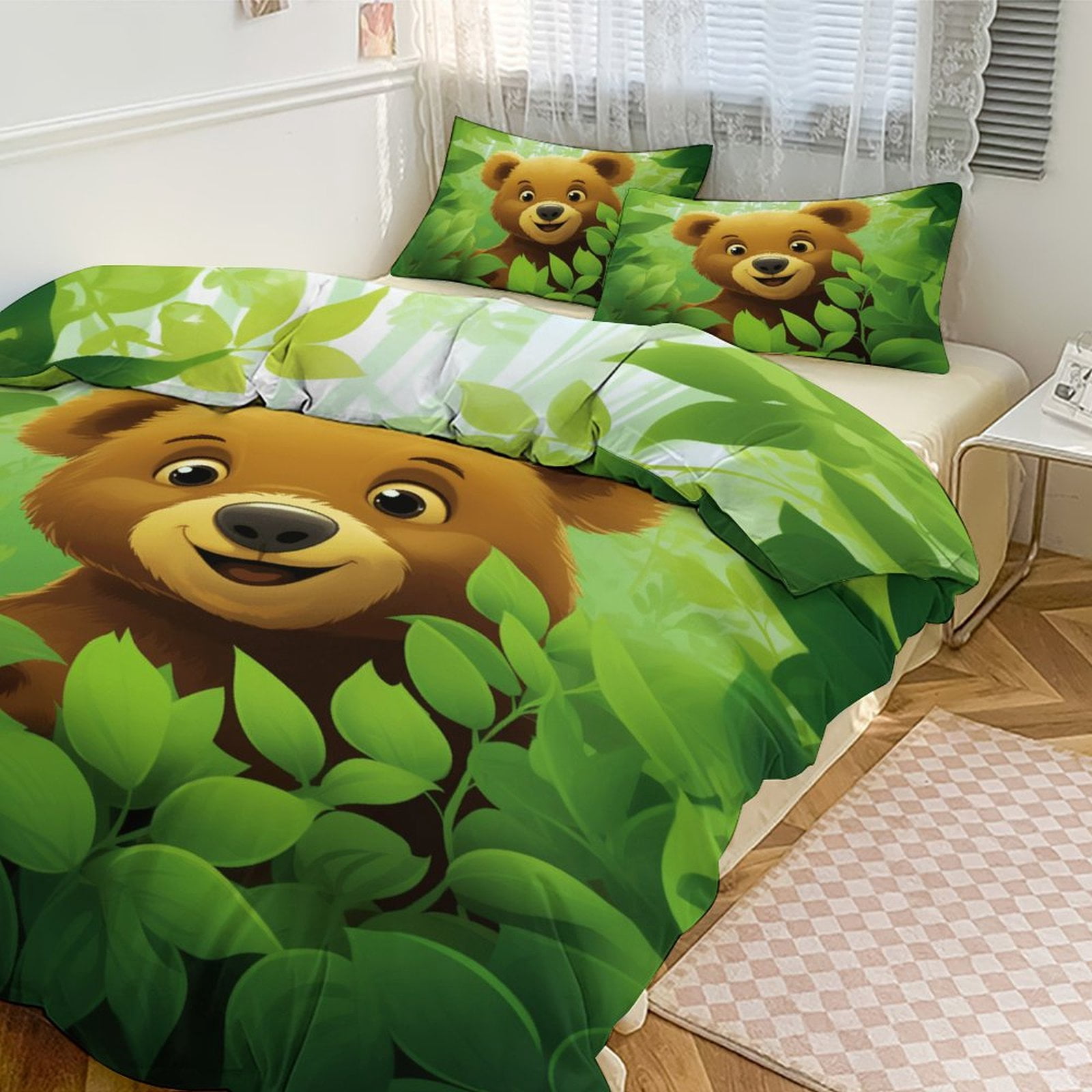 Green Leaf Jungle Animals 3D Duvet Cover Set Quilt Cover Theme of Kid ...