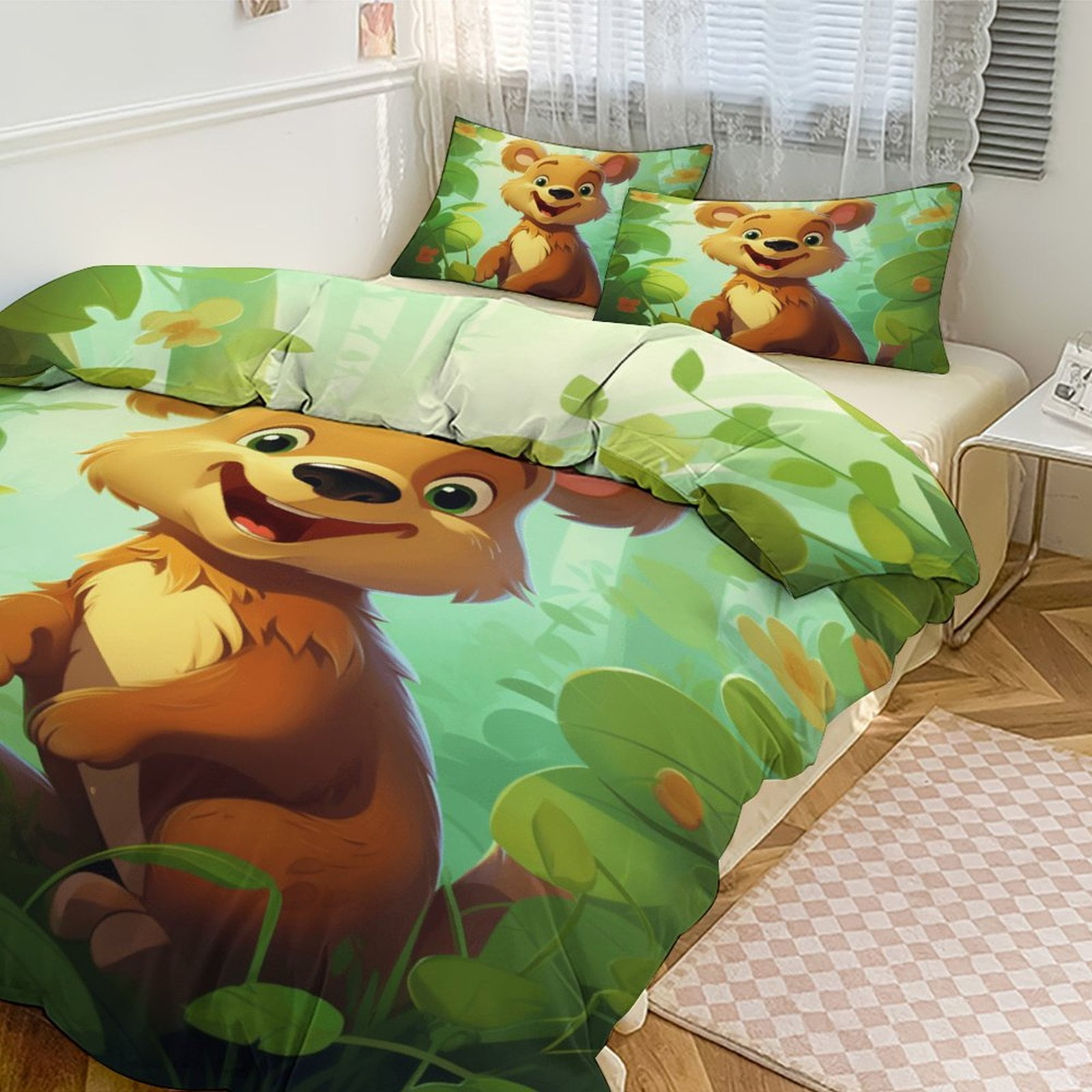 Green Leaf Jungle Animals 3D Duvet Cover Set Quilt Cover Theme of Kid ...