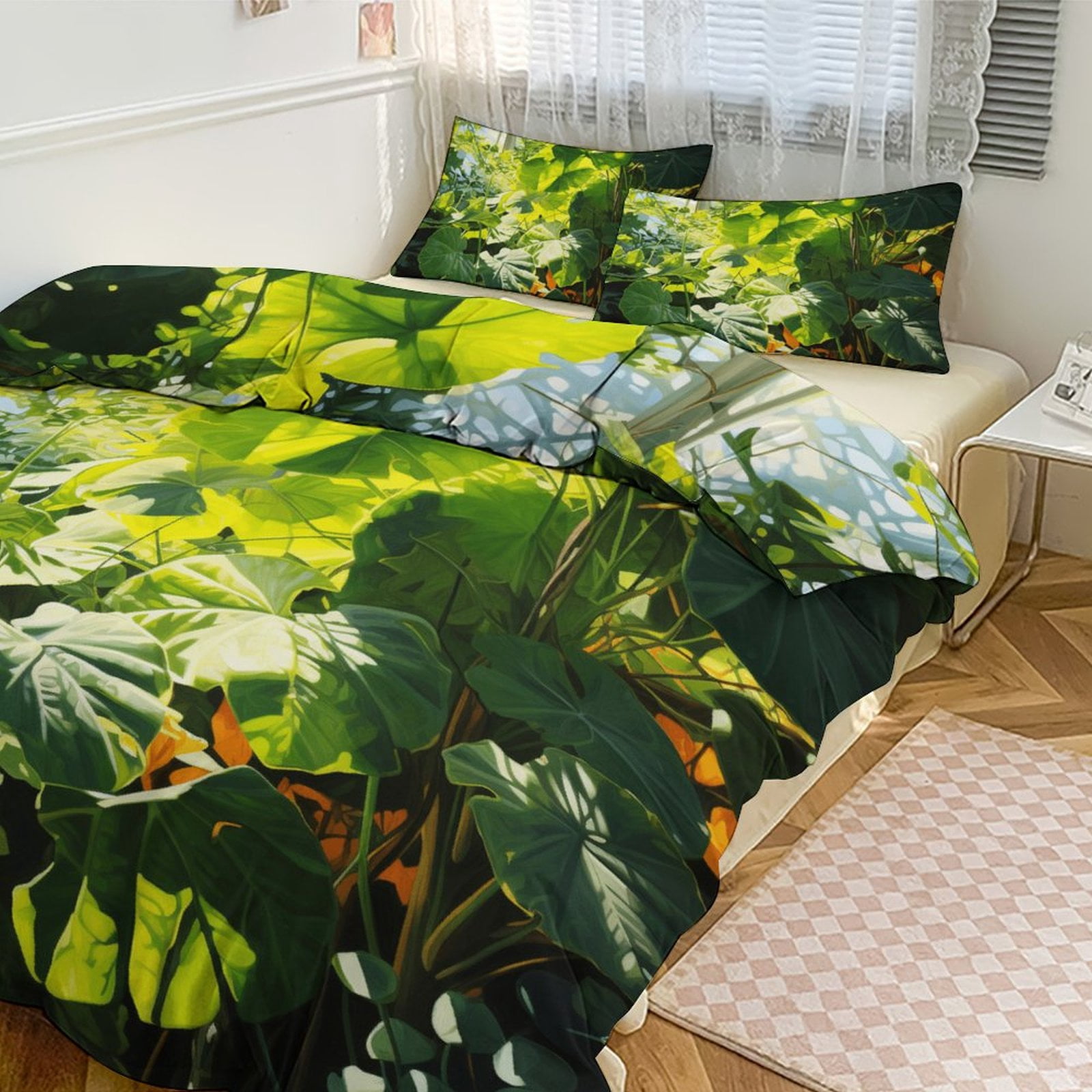 Green Leaf Jungle Animals 3D Duvet Cover Set Quilt Cover Theme of Kid ...