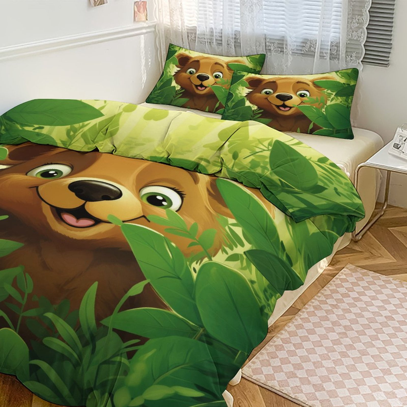 Green Leaf Jungle Animals 3D Duvet Cover Set Quilt Cover Theme of Kid ...