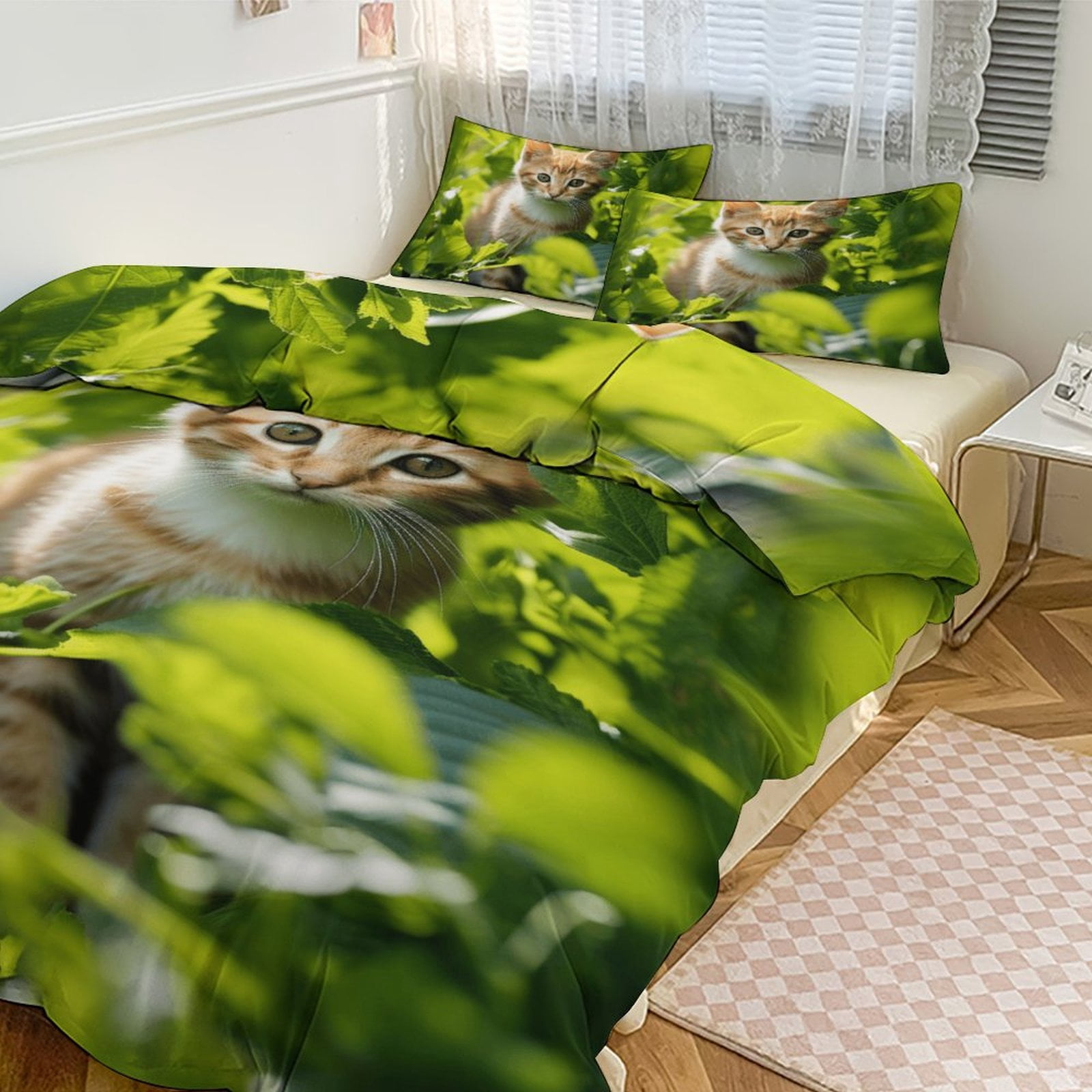 Green Leaf Jungle Animals 3D Duvet Cover Set Quilt Cover Theme of for ...