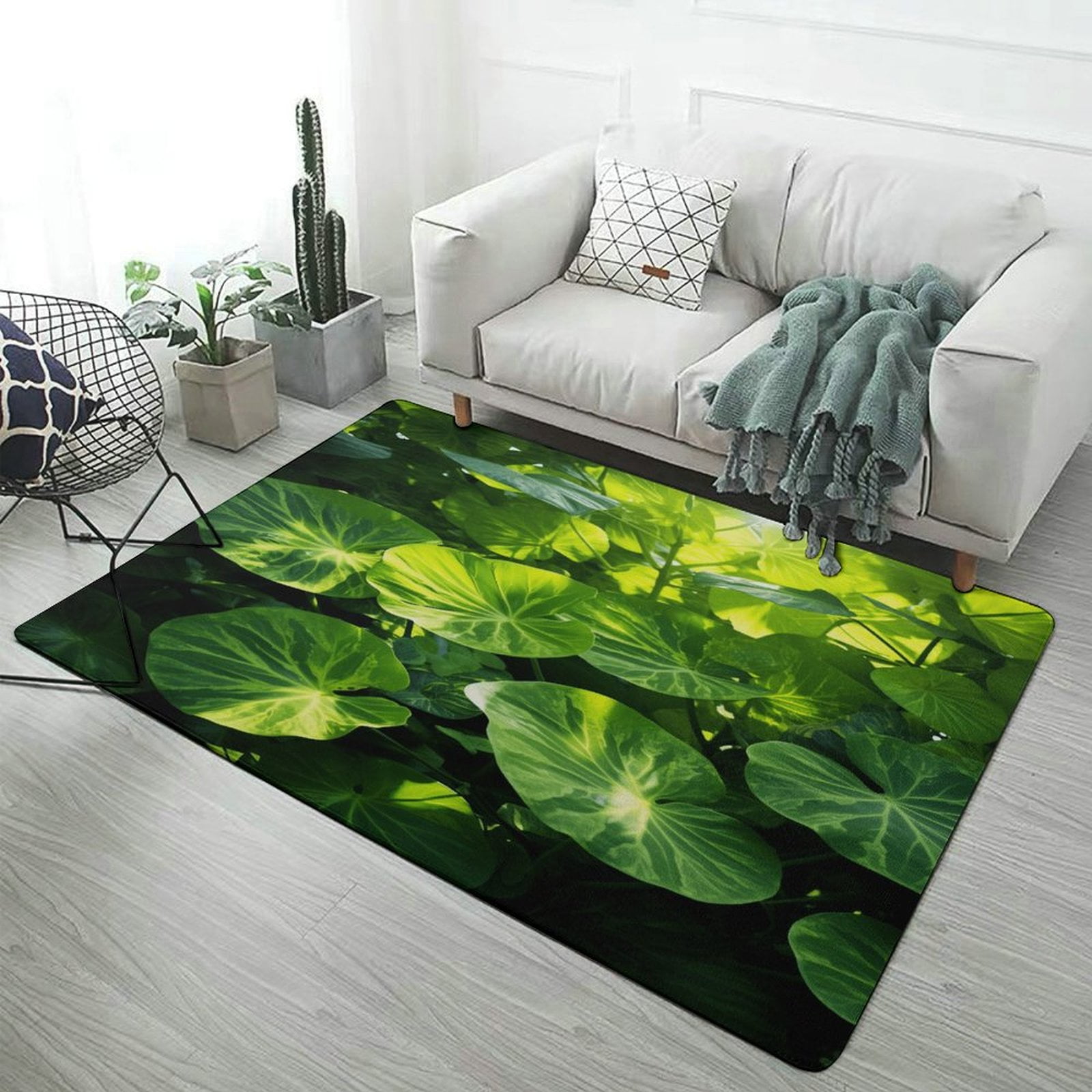 Green Leaf Jungle Animals Area Rugs Carpet Suitable for Living Room ...
